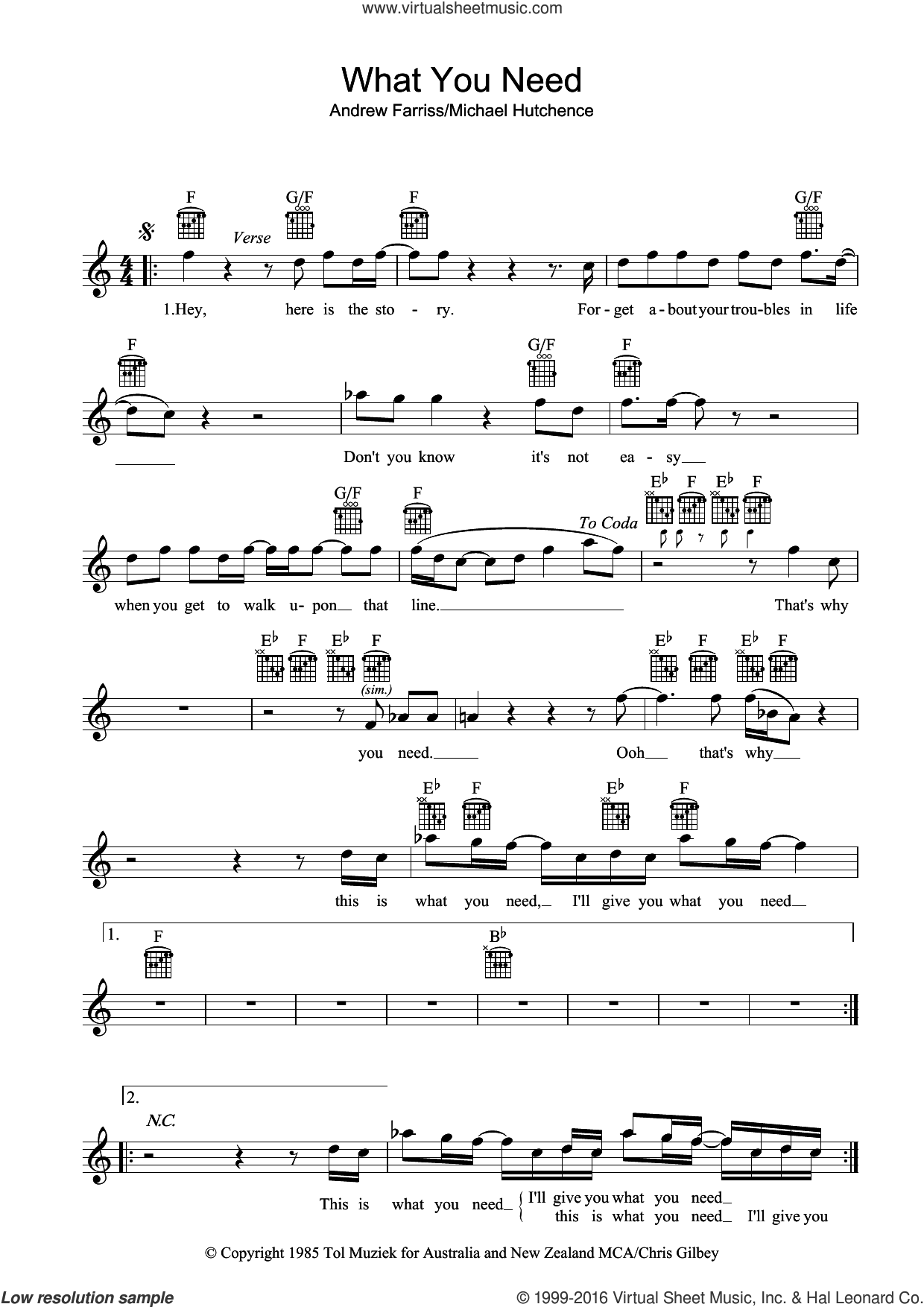 What You Need sheet music (fake book) (PDF-interactive)