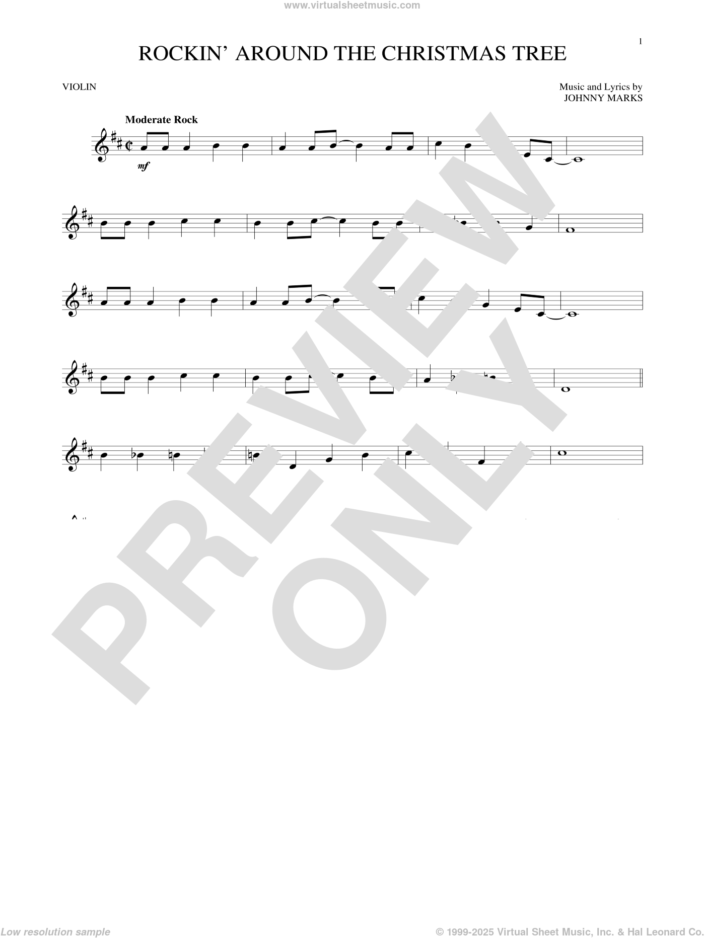 Rockin' Around The Christmas Tree sheet music for violin solo