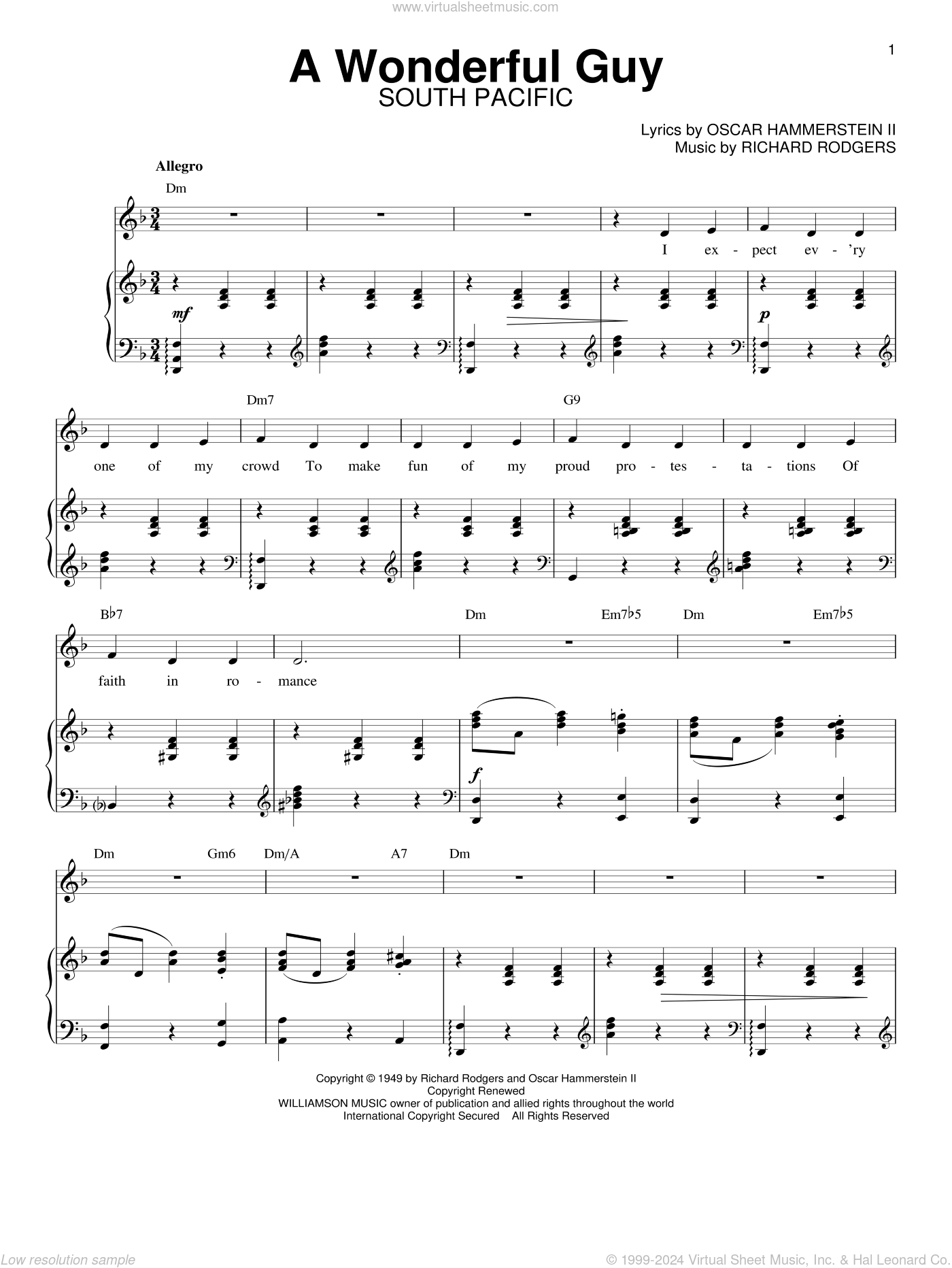 A Wonderful Guy sheet music for voice and piano (PDF-interactive)