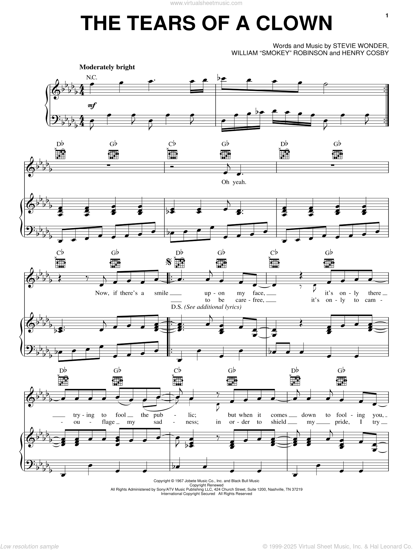 The Tears Of A Clown sheet music for voice, piano or guitar (PDF)