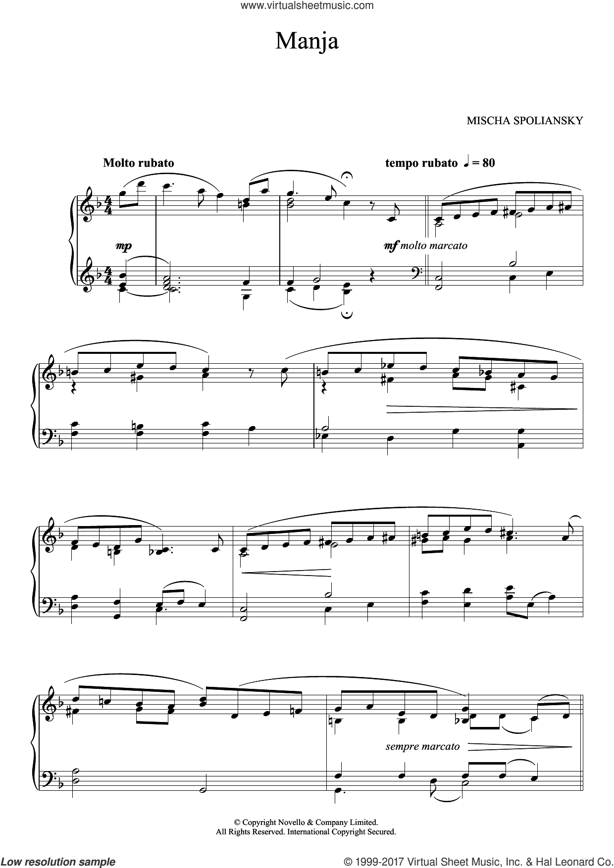 Manja sheet music for piano solo (PDF-interactive)