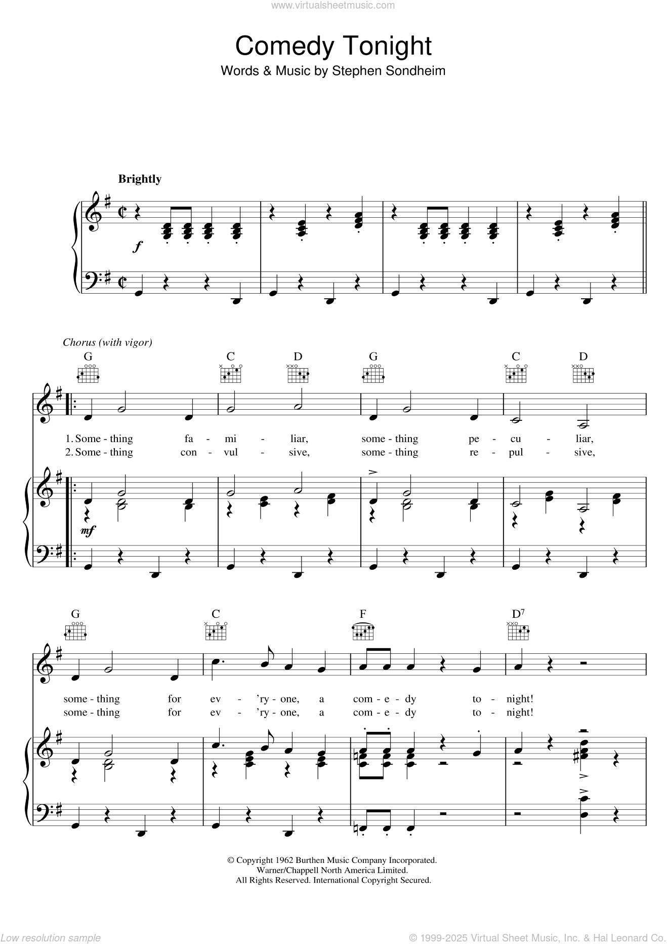 Comedy Tonight sheet music for voice, piano or guitar (PDF)