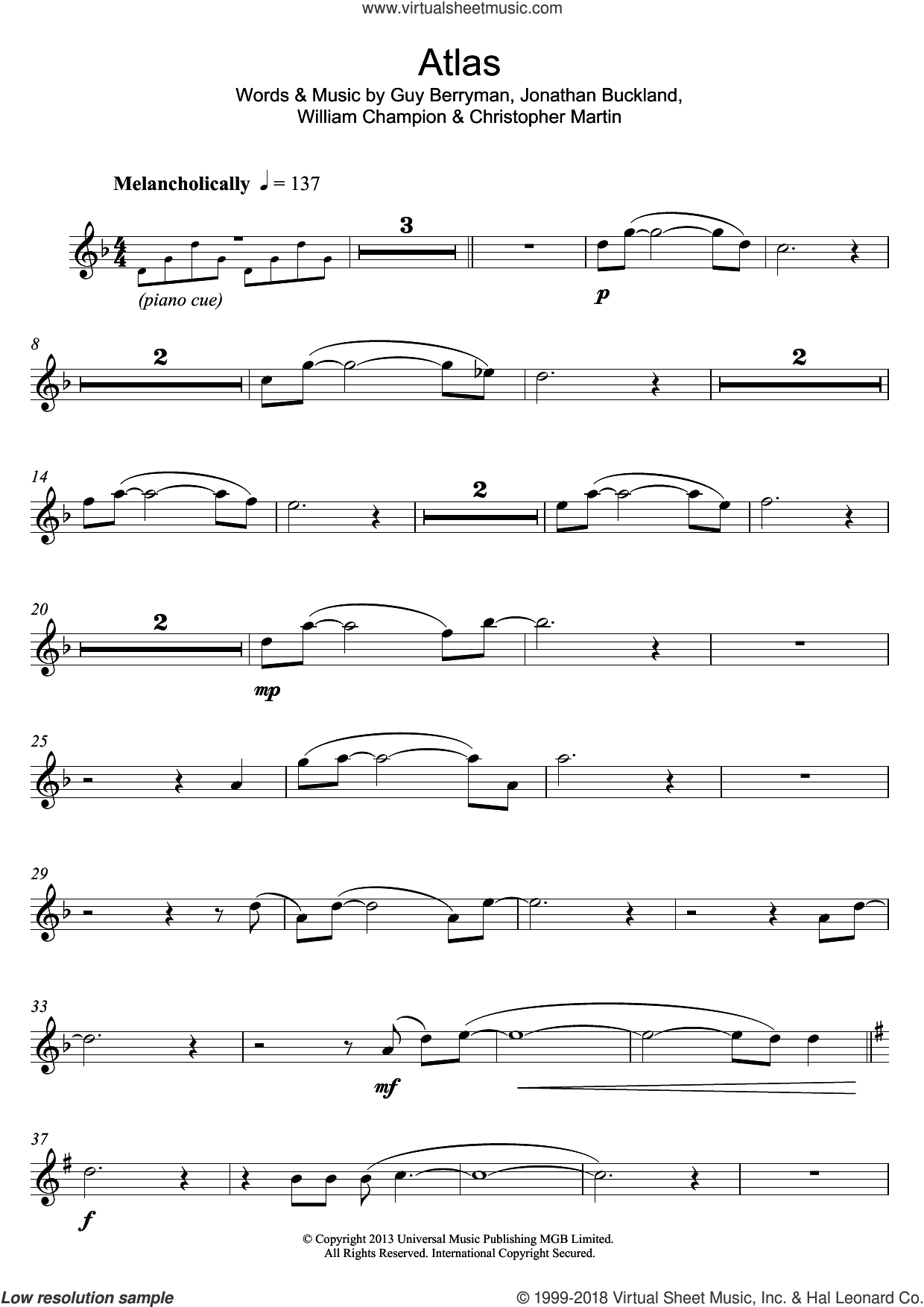 Atlas sheet music for flute solo (PDF-interactive)