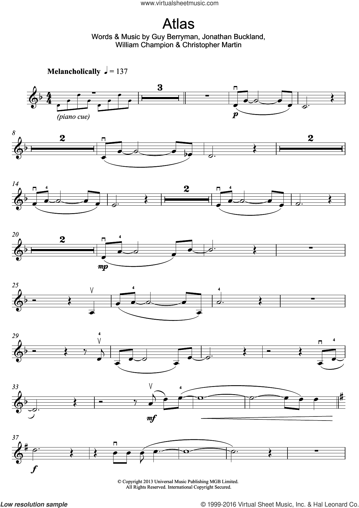 Atlas sheet music for violin solo (PDF-interactive)