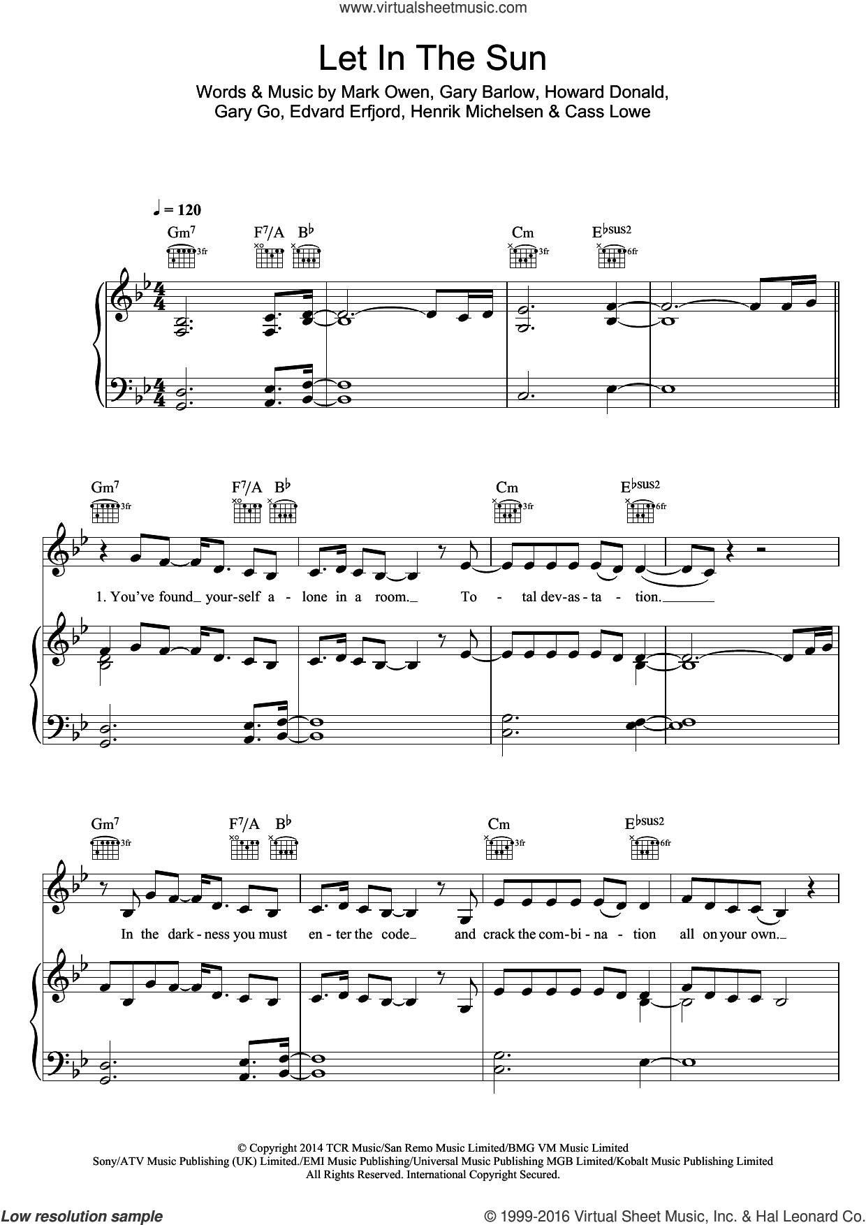 Let In The Sun sheet music for voice, piano or guitar (PDF)