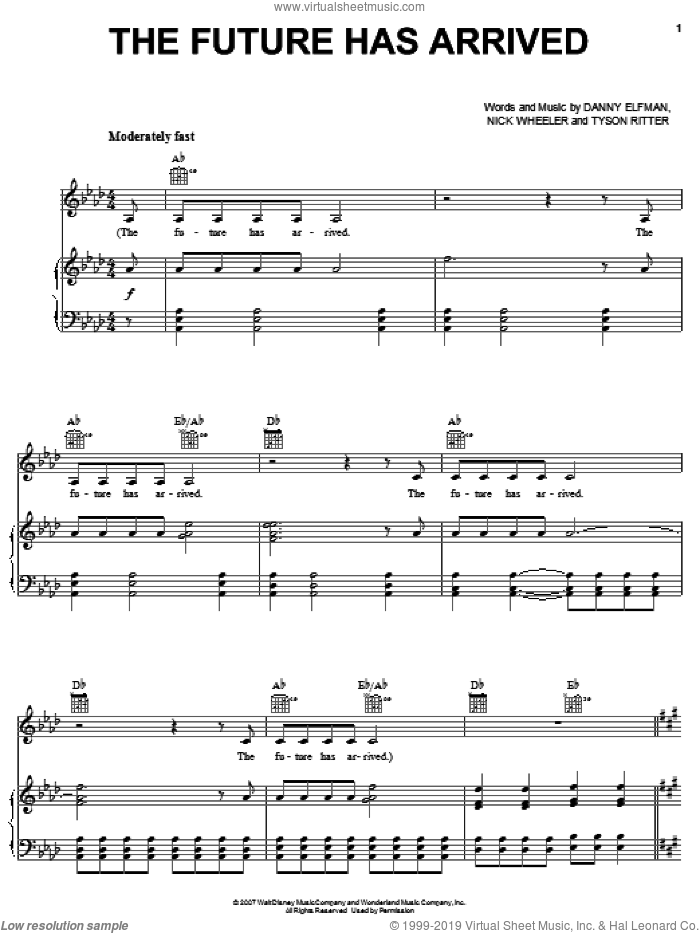 The Future Has Arrived sheet music for voice, piano or guitar