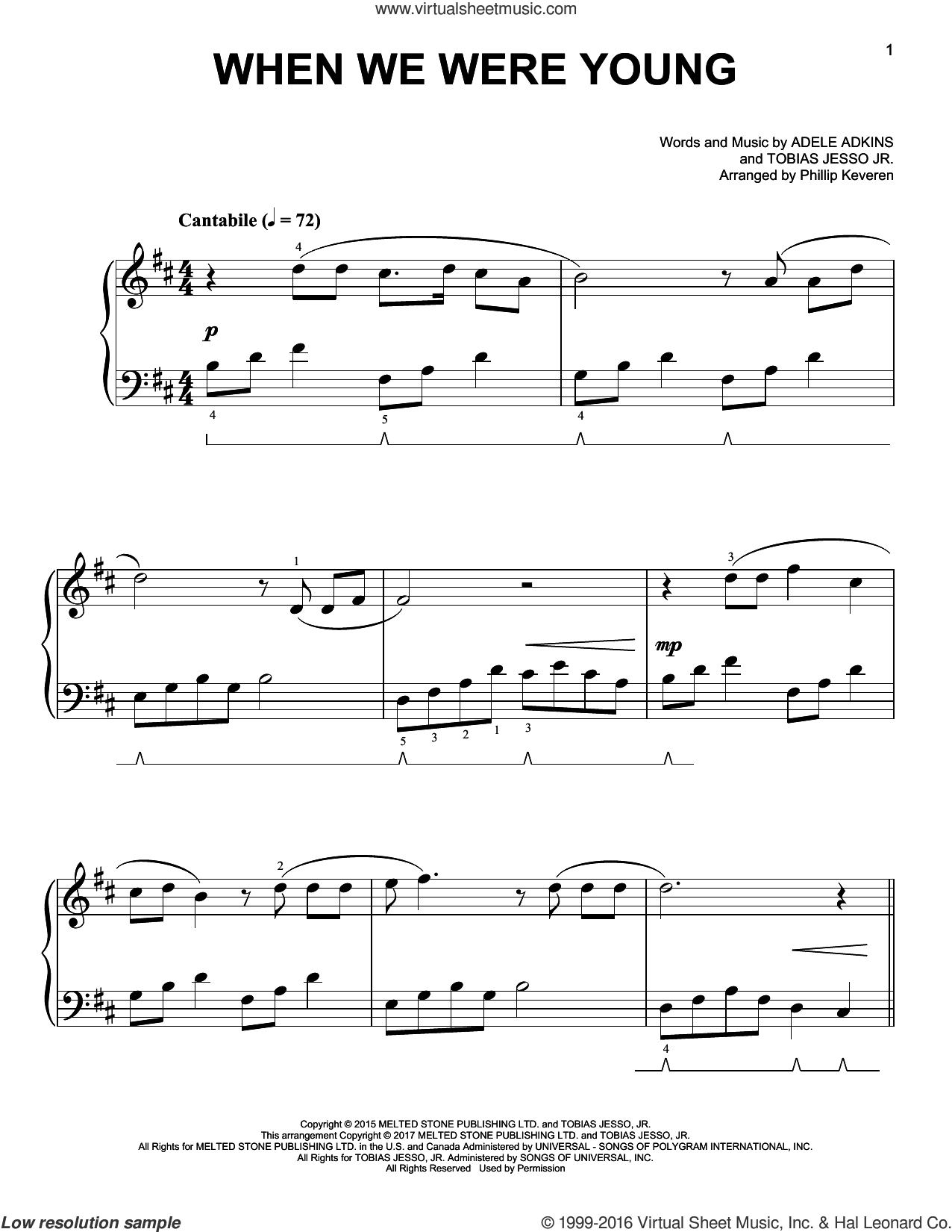 When We Were Young [Classical version] (arr. Phillip Keveren) sheet ...