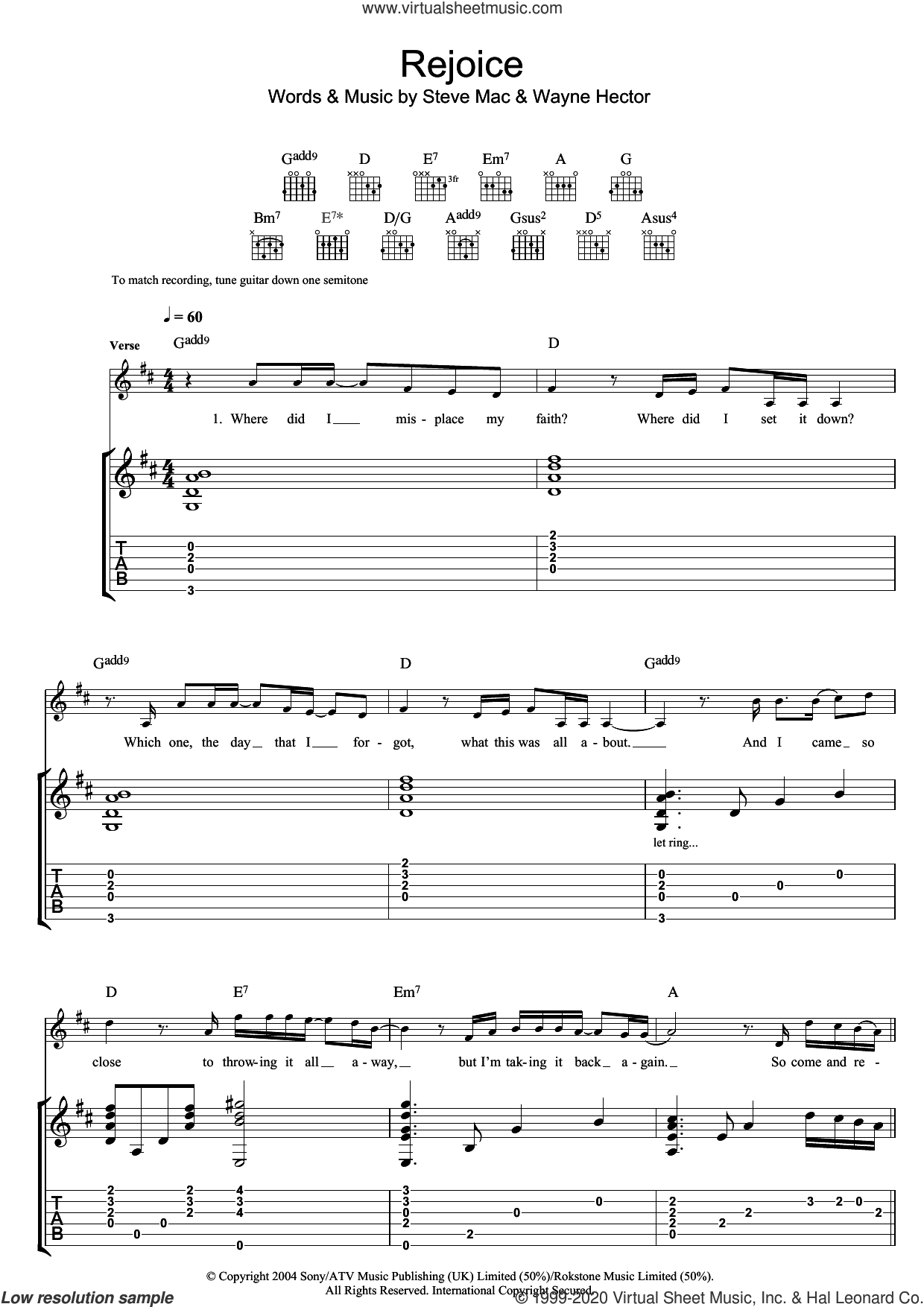 Rejoice sheet music for guitar (tablature) (PDF)