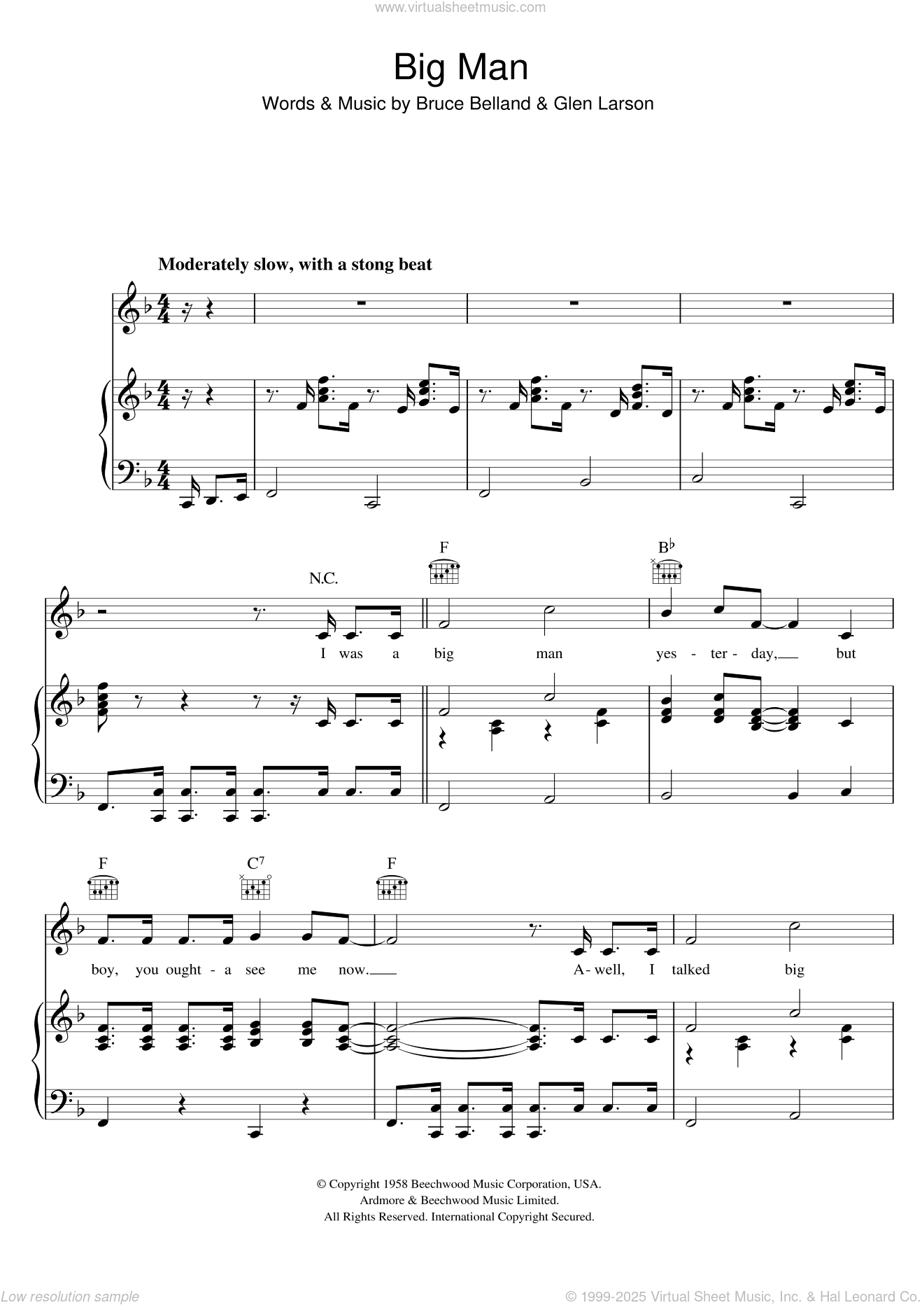 Big Man sheet music for voice, piano or guitar (PDF)
