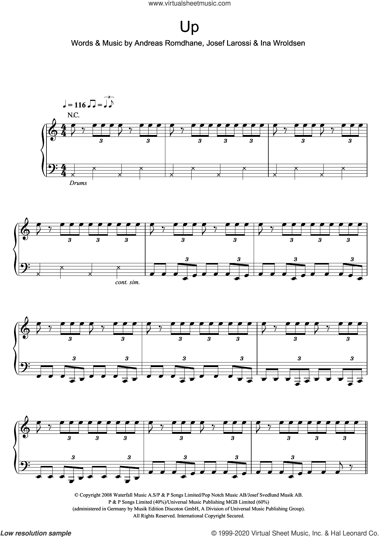 The Saturdays: Up sheet music for voice, piano or guitar (PDF)