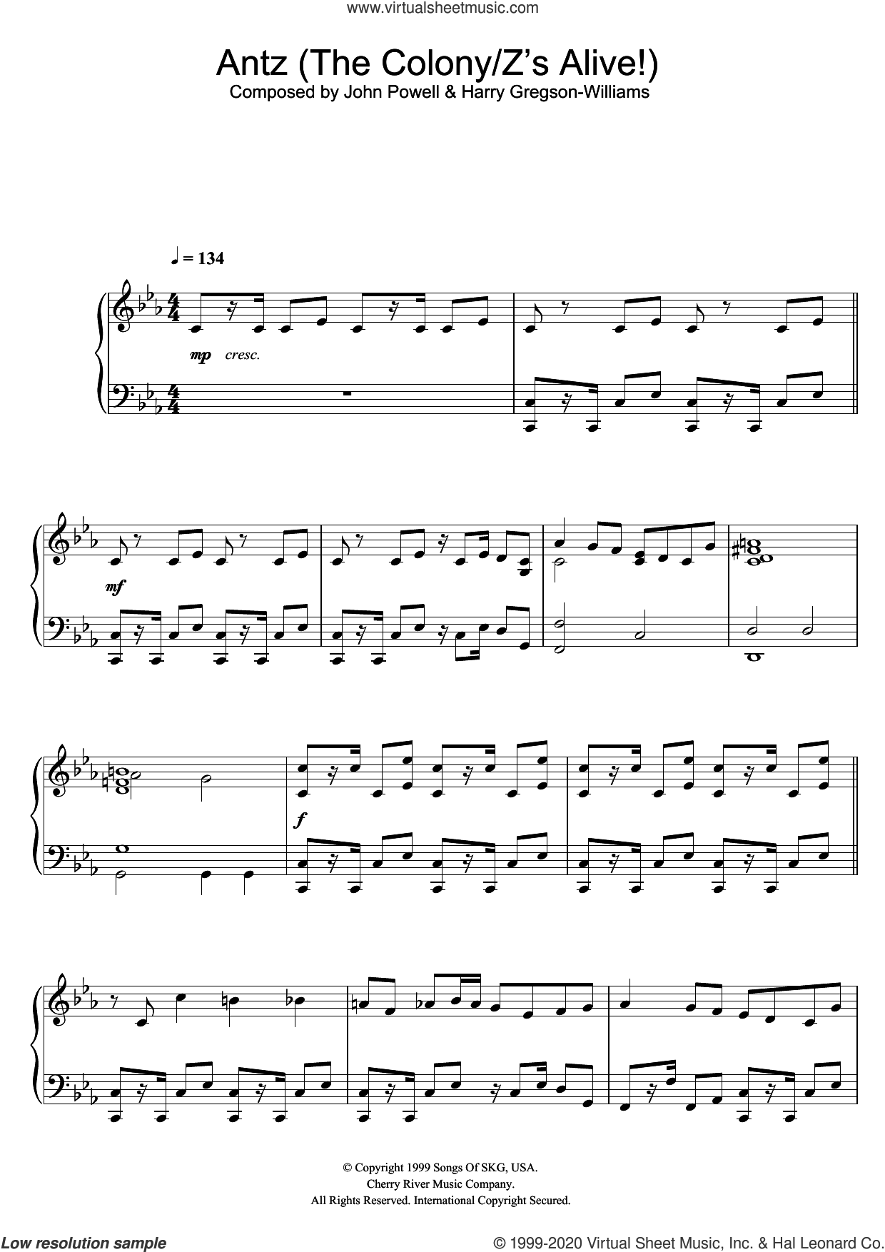 Antz (The Colony/Z's Alive!) sheet music for piano solo (PDF)