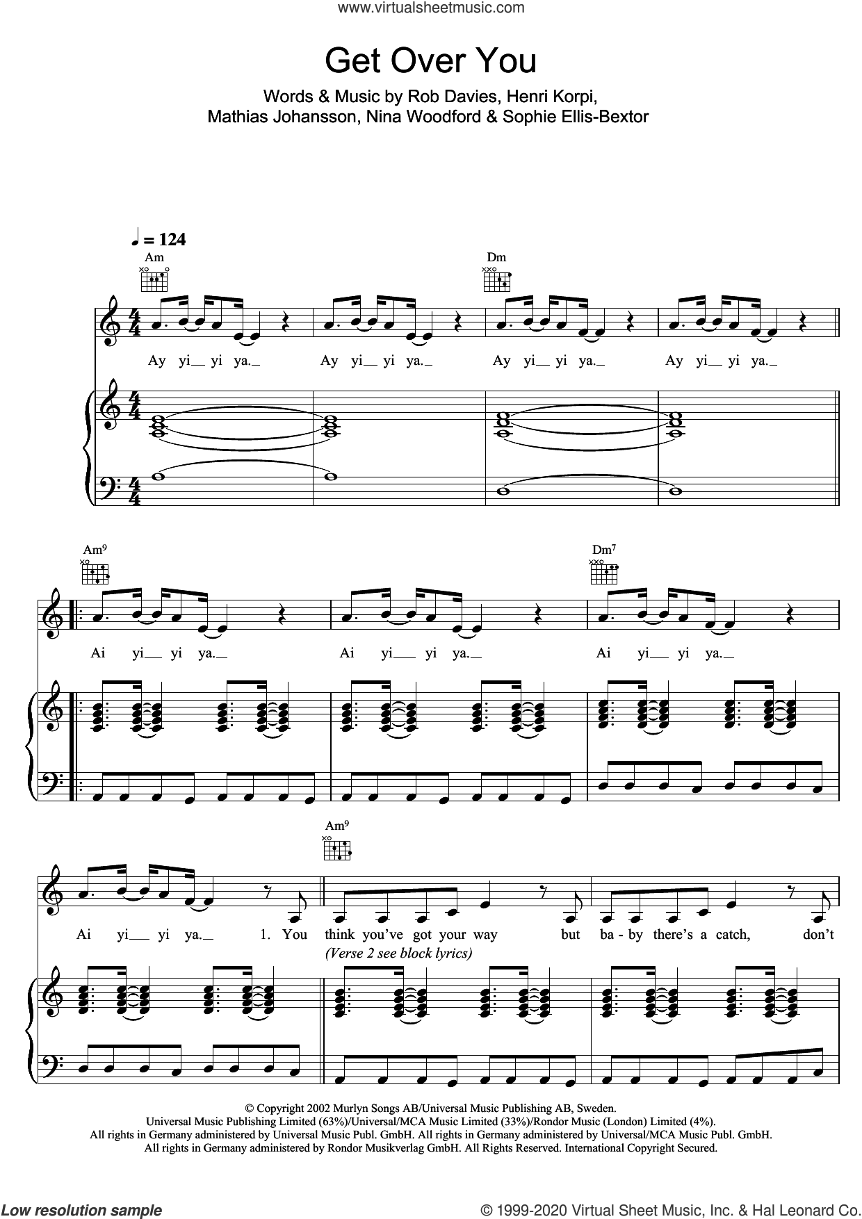 Get Over You sheet music for voice, piano or guitar (PDF)