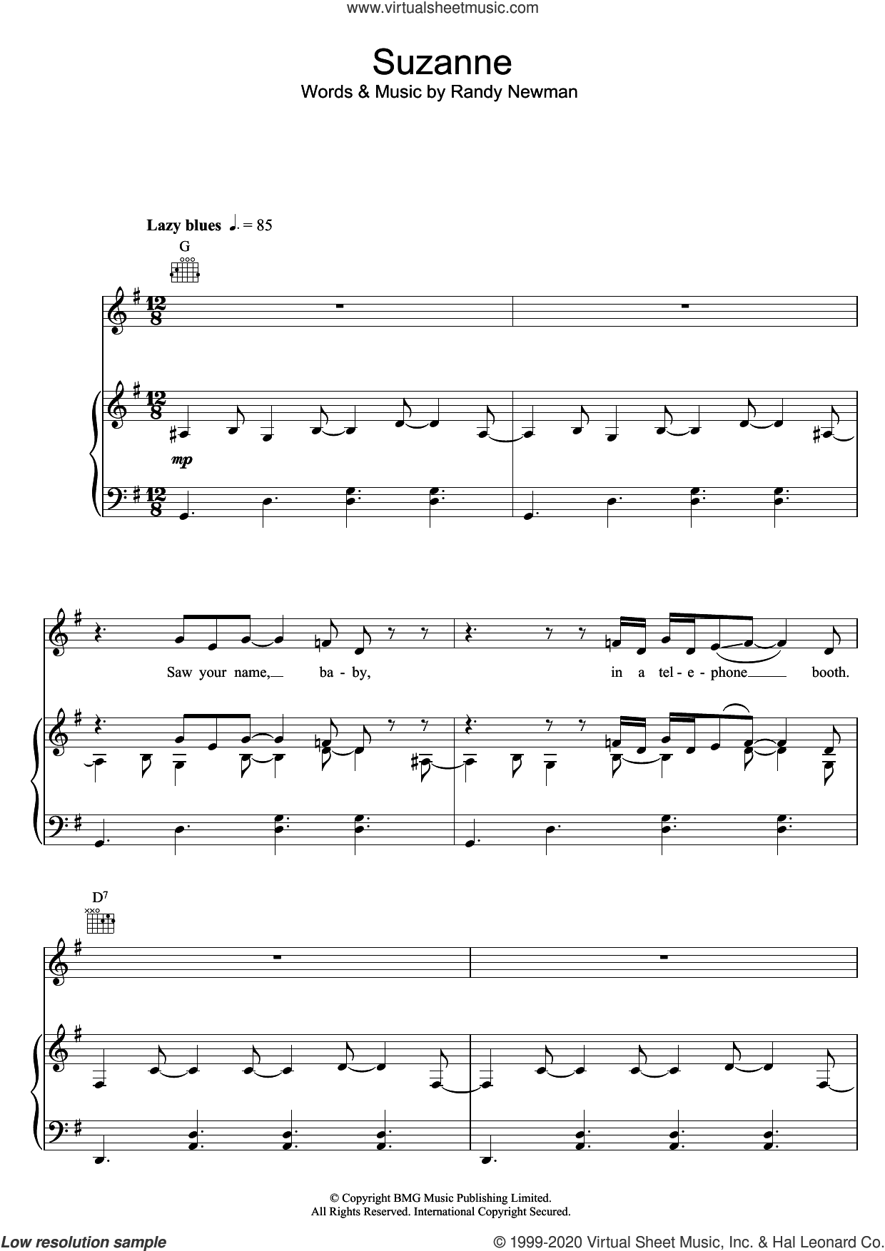 Randy Newman: Suzanne sheet music for voice, piano or guitar