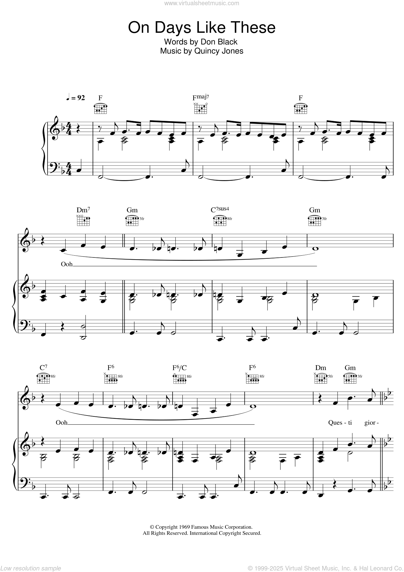 On Days Like These sheet music for voice, piano or guitar (PDF)