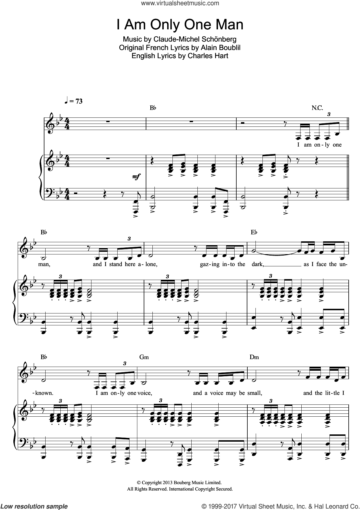 I Am Only One Man (originally from Martin Guerre) sheet music for voice ...