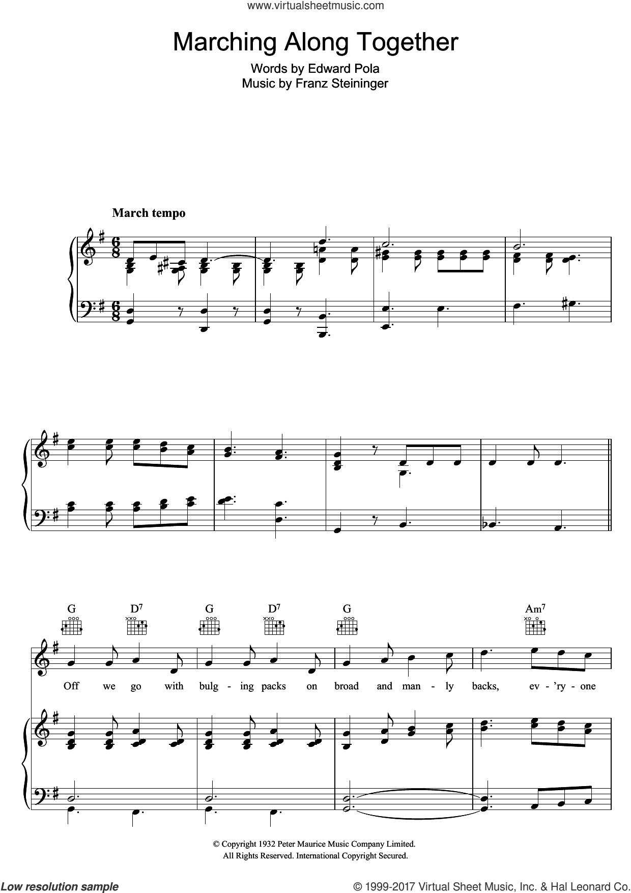 Marching Along Together sheet music for voice, piano or guitar