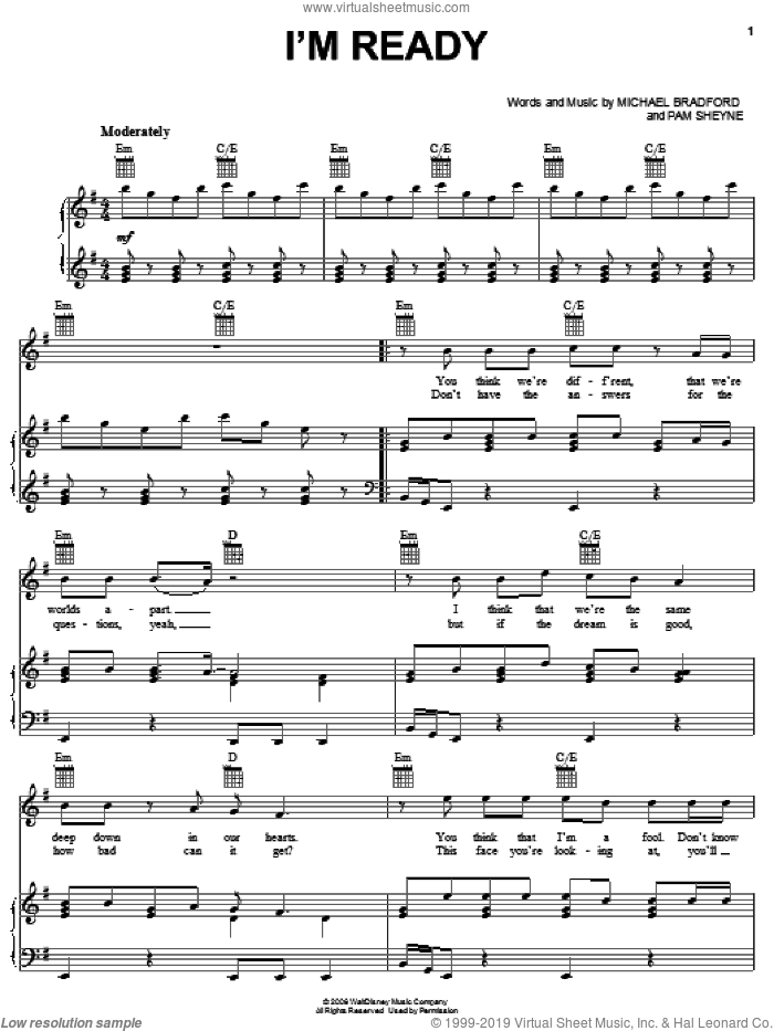 Drew Seeley: I'm Ready sheet music for voice, piano or guitar