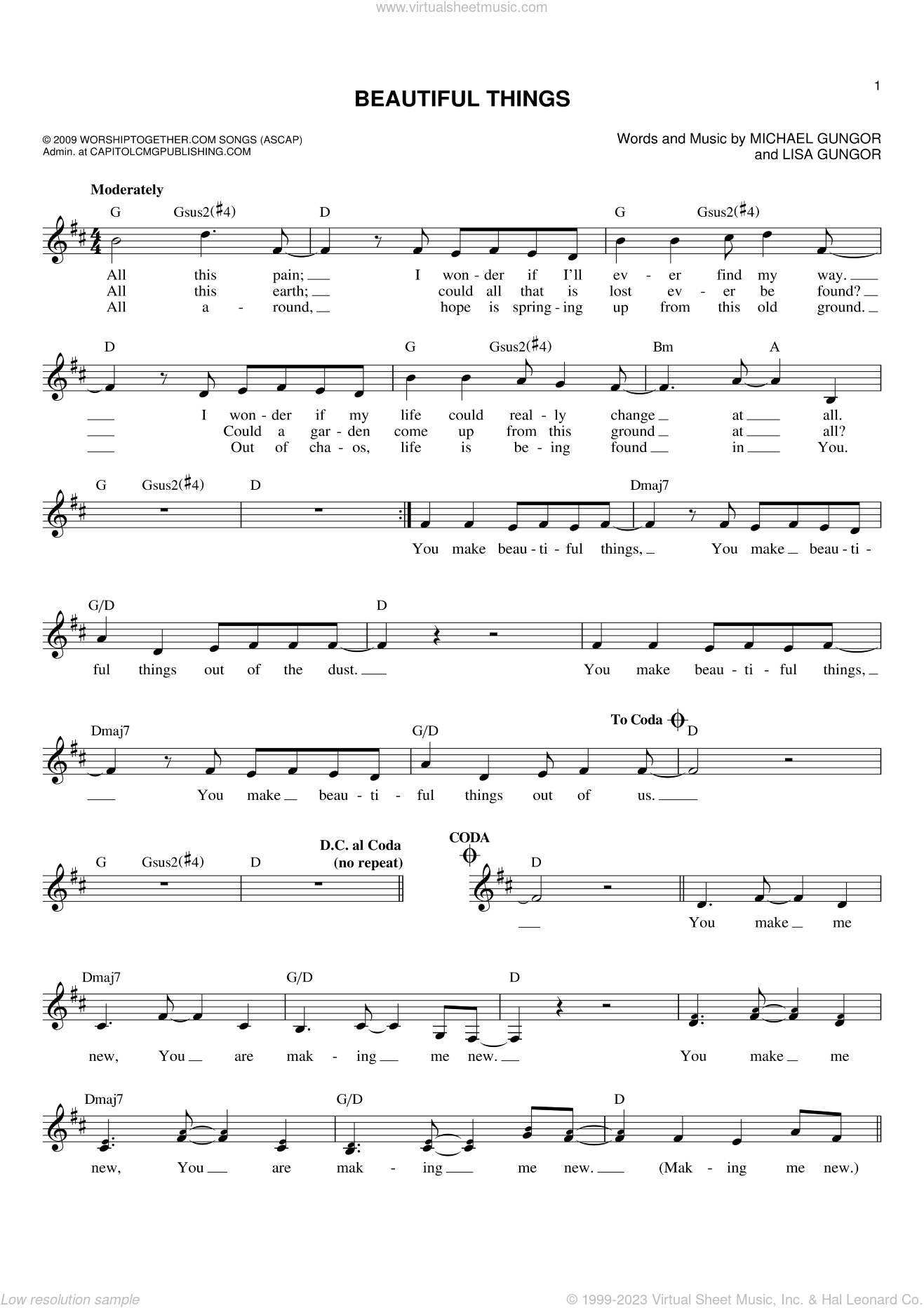 Beautiful Things sheet music (fake book) (PDF-interactive)