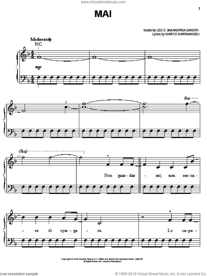 Mai sheet music for piano solo (PDF-interactive)