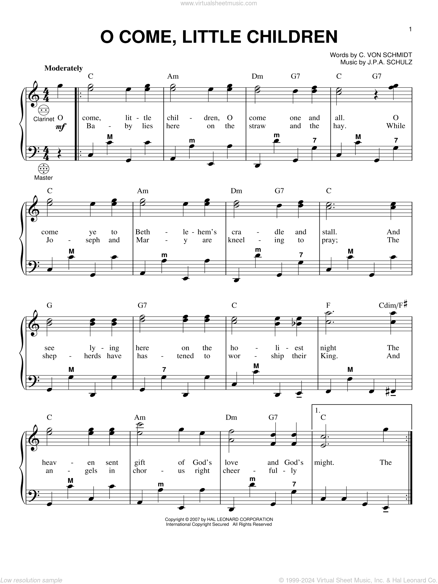 O Come, Little Children sheet music for accordion (PDF)