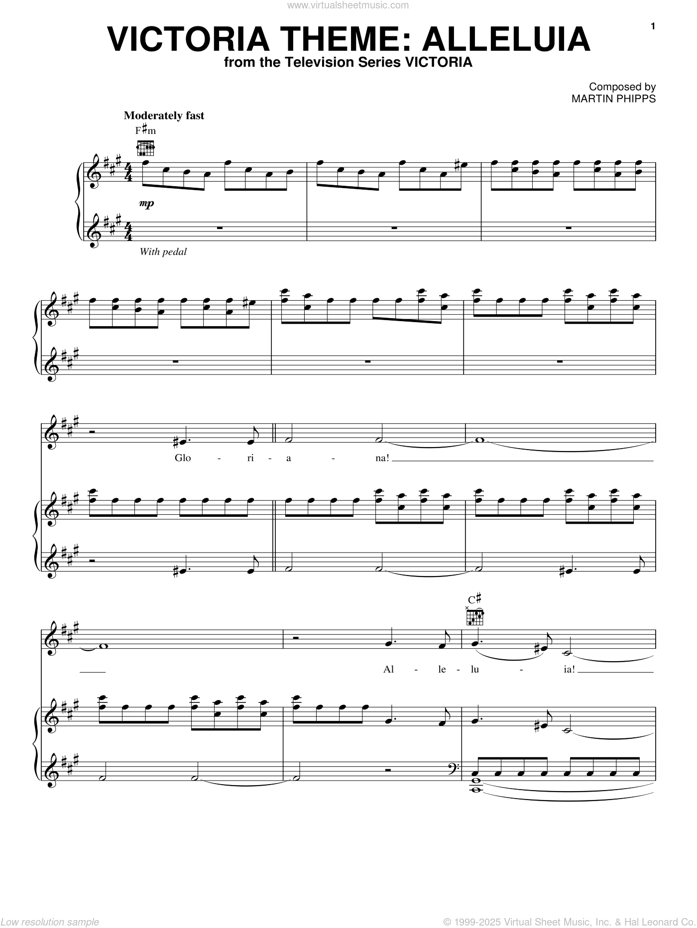 Victoria Theme: Alleluia sheet music for voice, piano or guitar