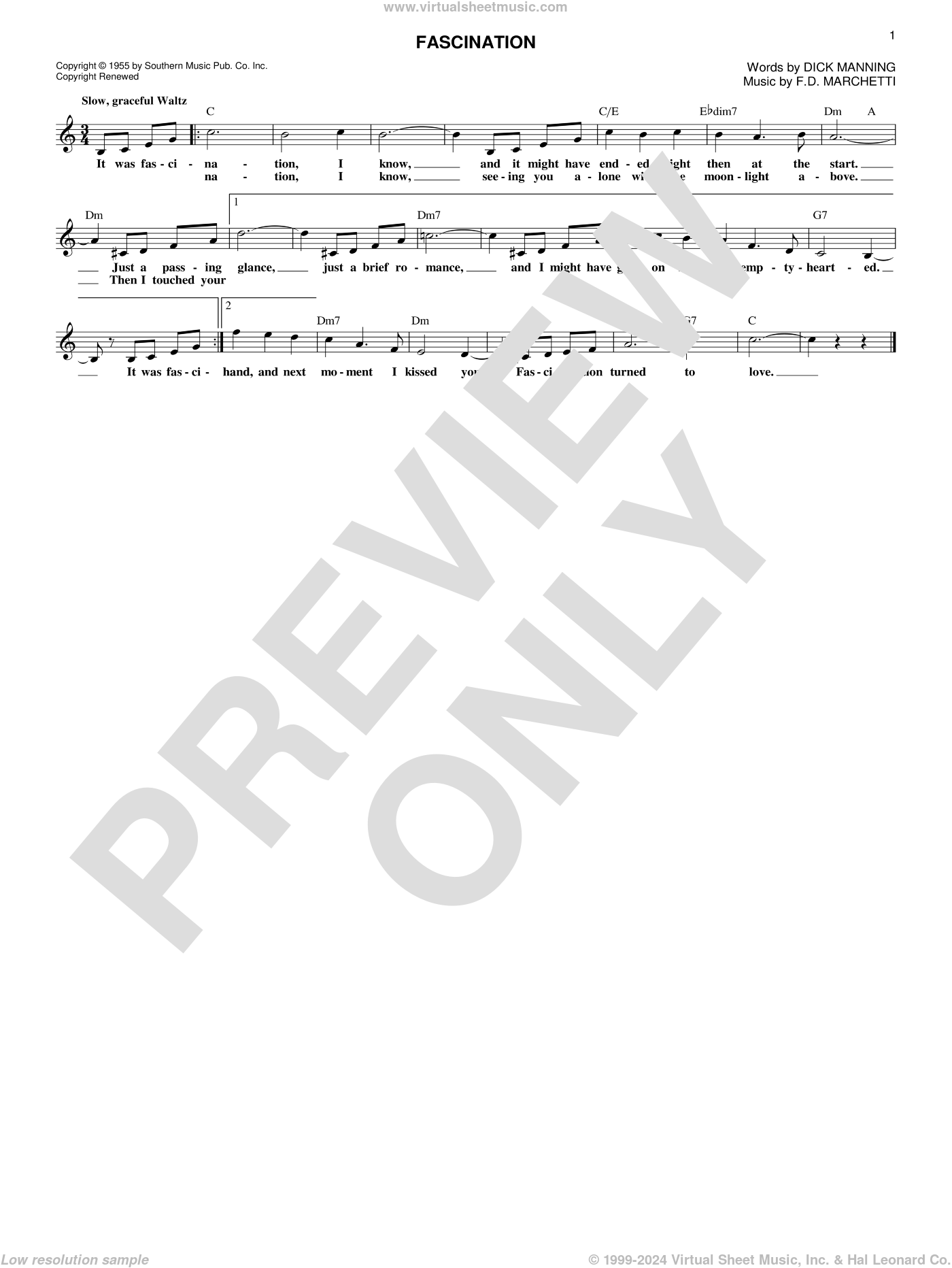 Dinah Shore: Fascination sheet music (fake book) (PDF)