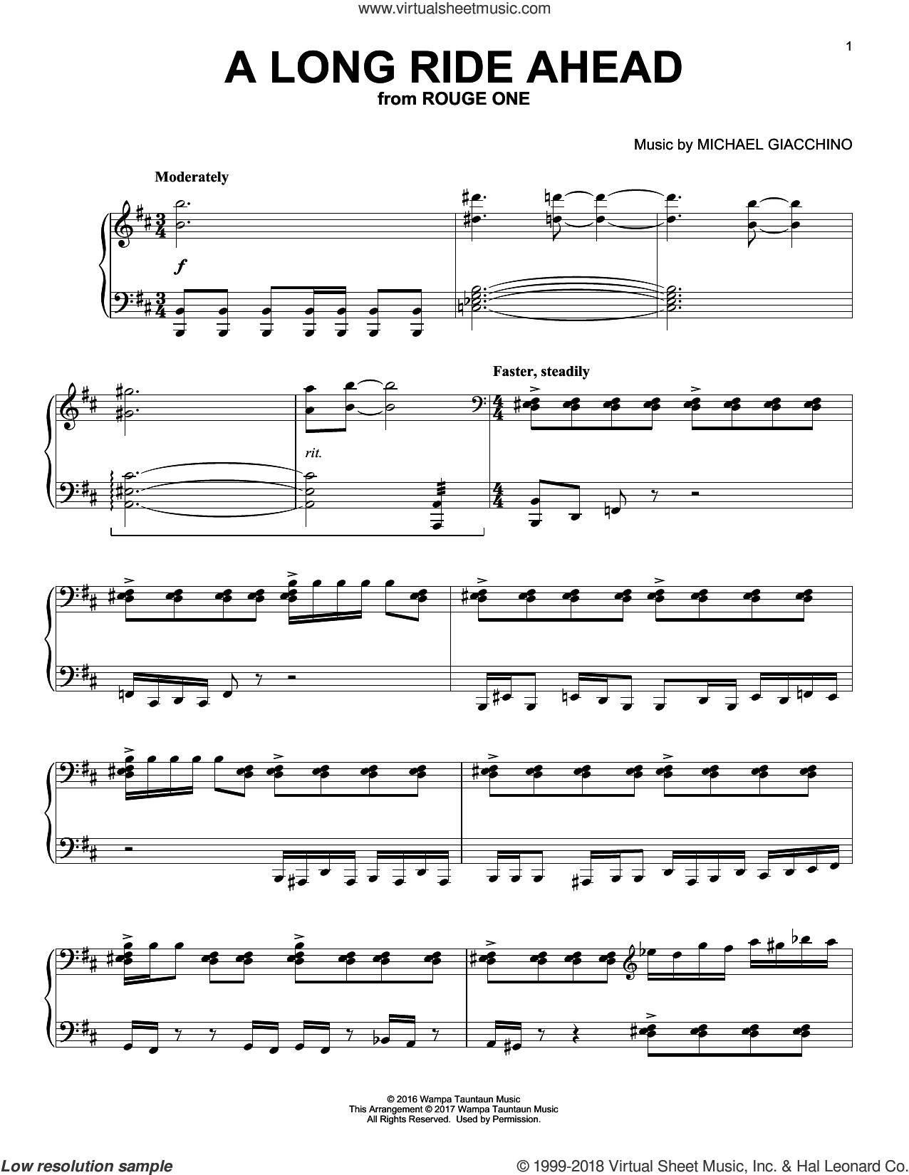 A Long Ride Ahead, (intermediate) sheet music for piano solo