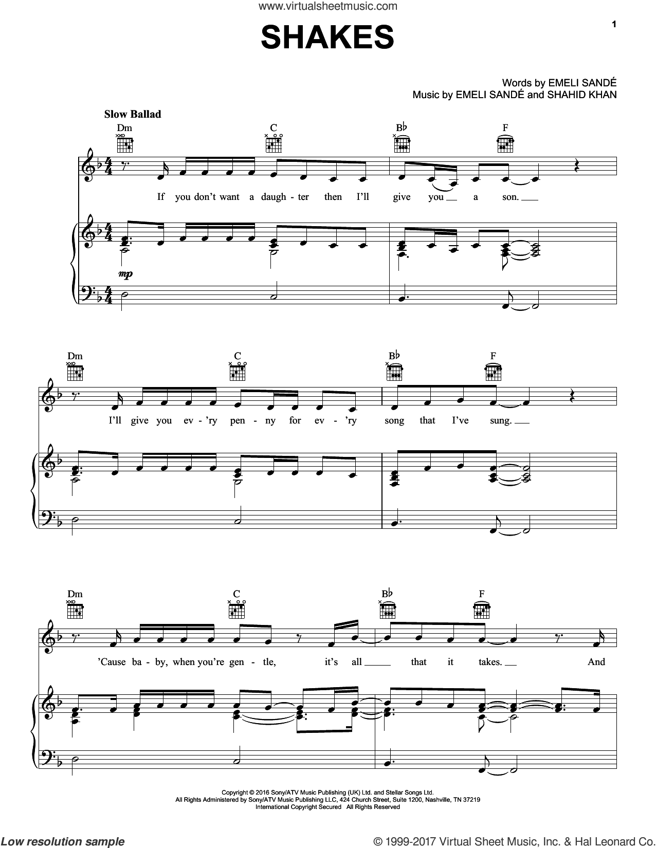 Shakes sheet music for voice, piano or guitar (PDF-interactive)