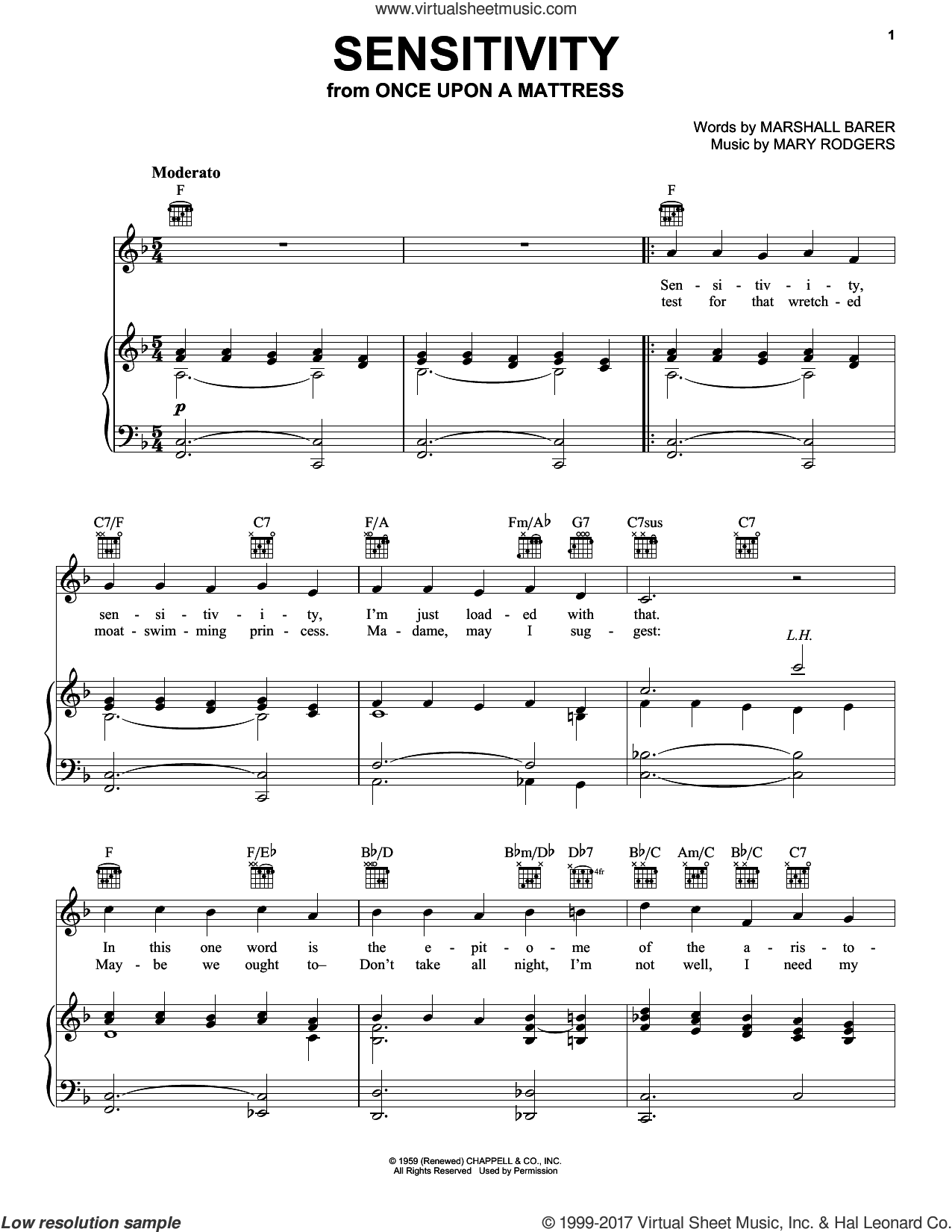 Sensitivity sheet music for voice, piano or guitar (PDF)