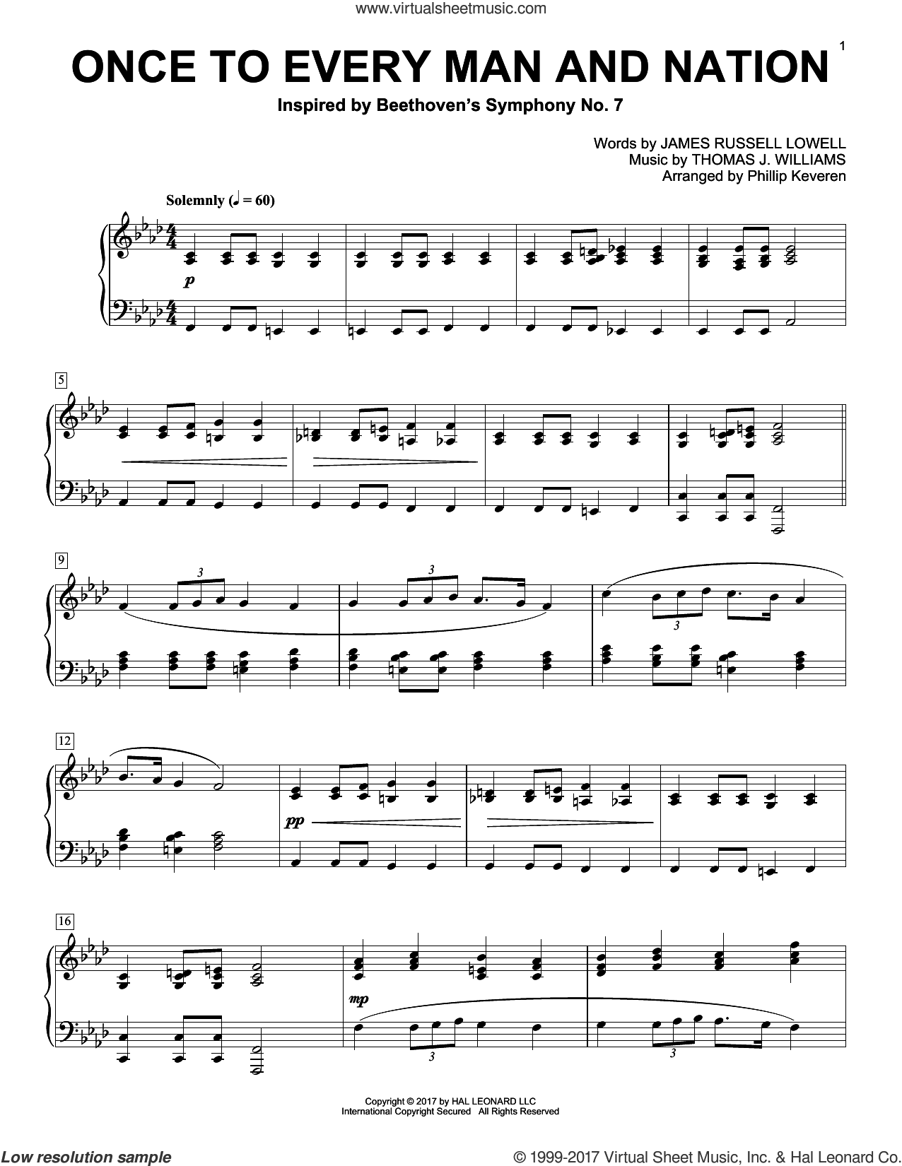 Once To Every Man And Nation (arr. Phillip Keveren) sheet music for ...