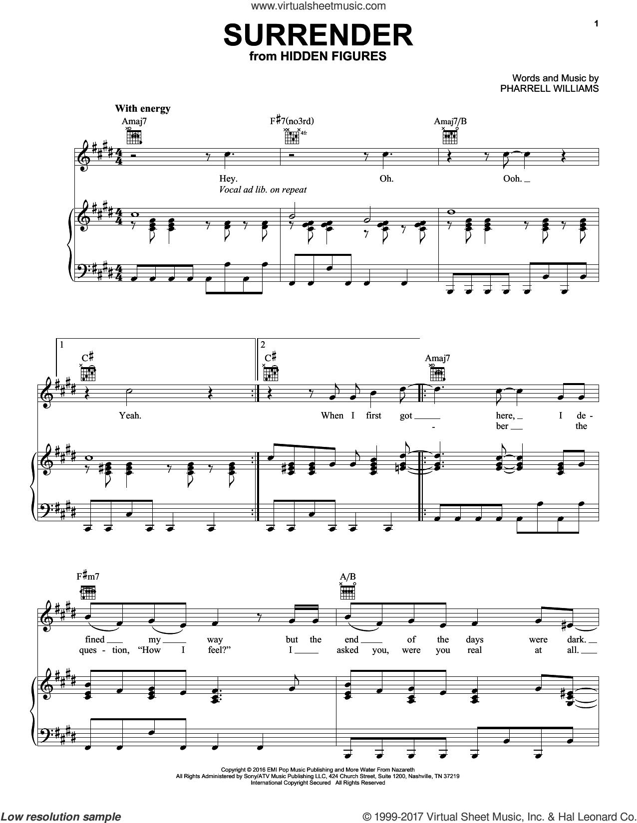 Lalah Hathaway and Pharrell Williams: Surrender sheet music for voice ...