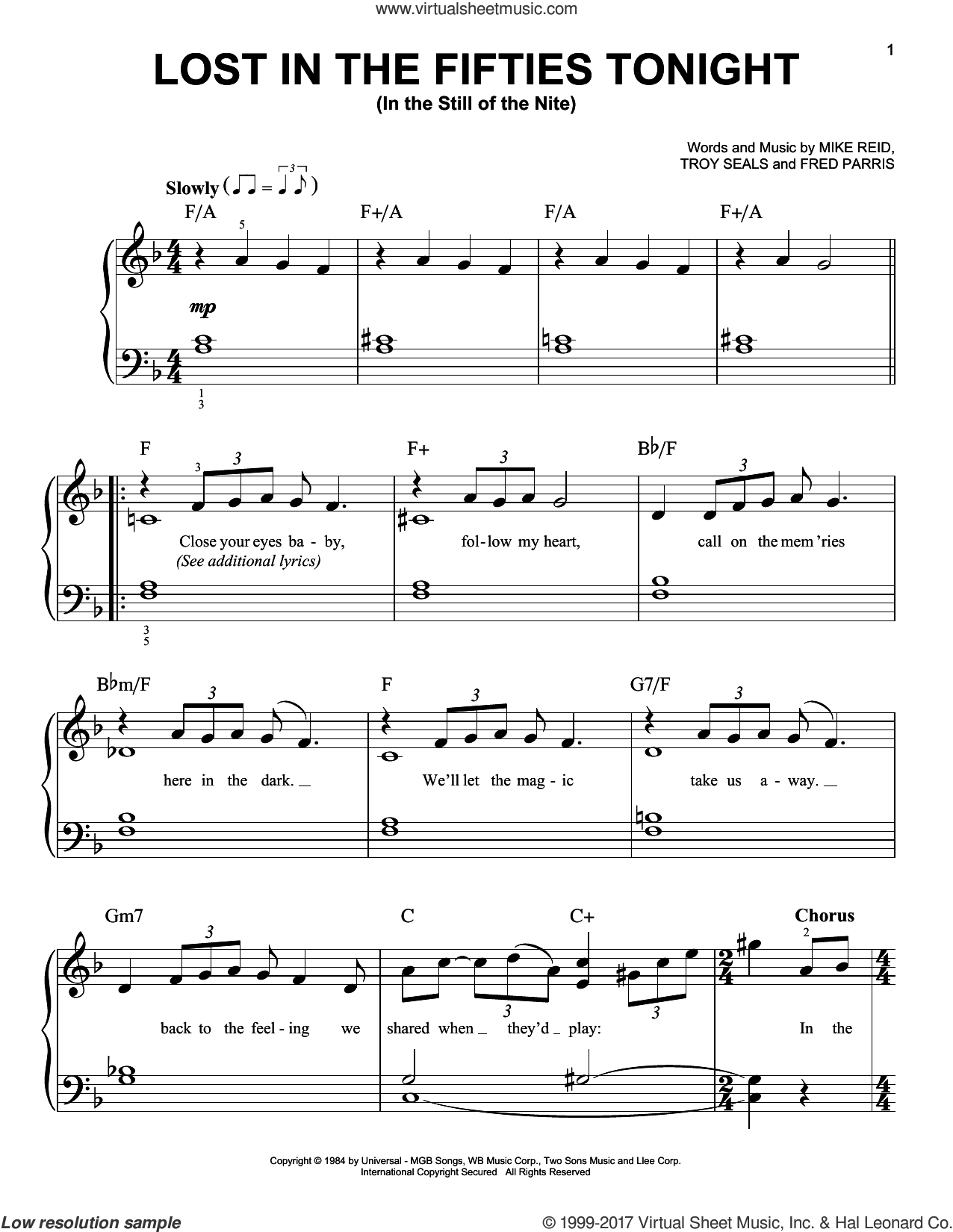 Lost In The Fifties Tonight (In The Still Of The Nite) sheet music for ...