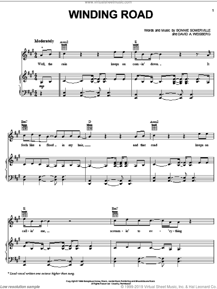 Winding Road sheet music for voice, piano or guitar (PDF)