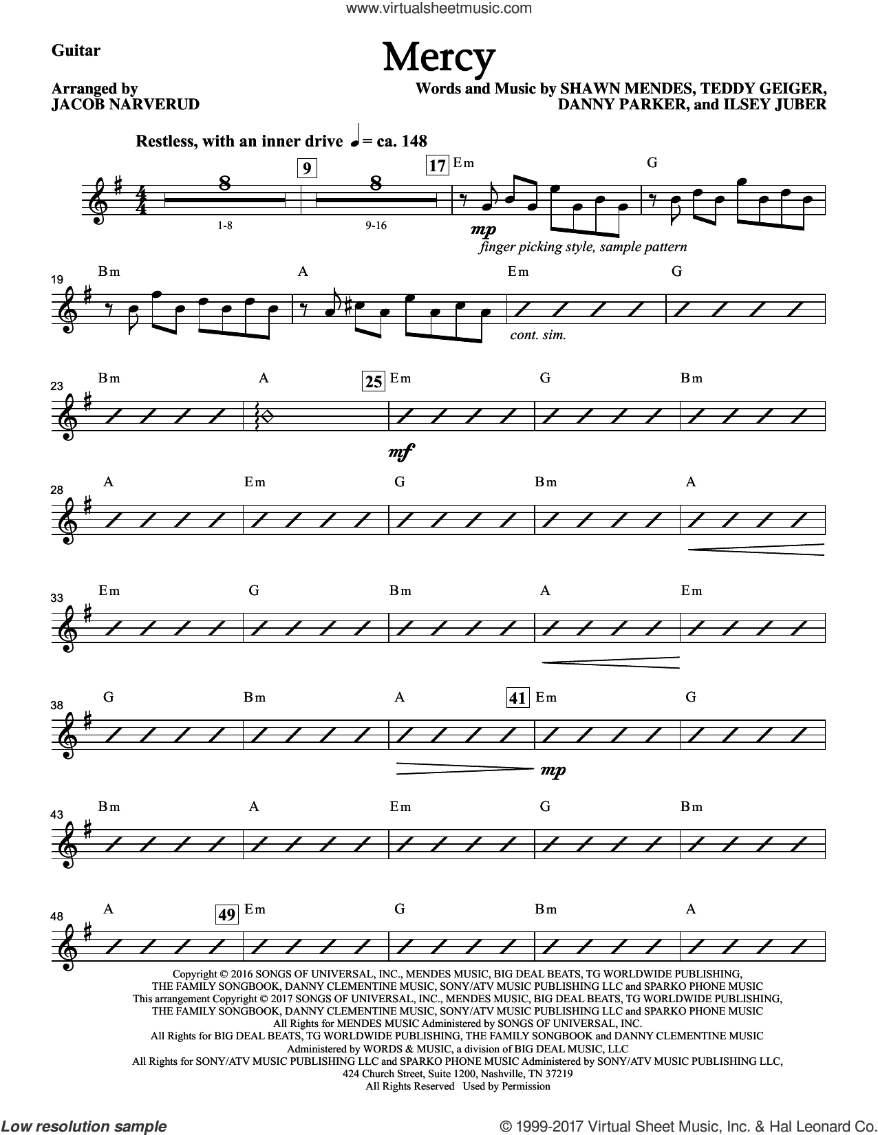 Mercy (arr. Jacob Narverud) (complete set of parts) sheet music for ...