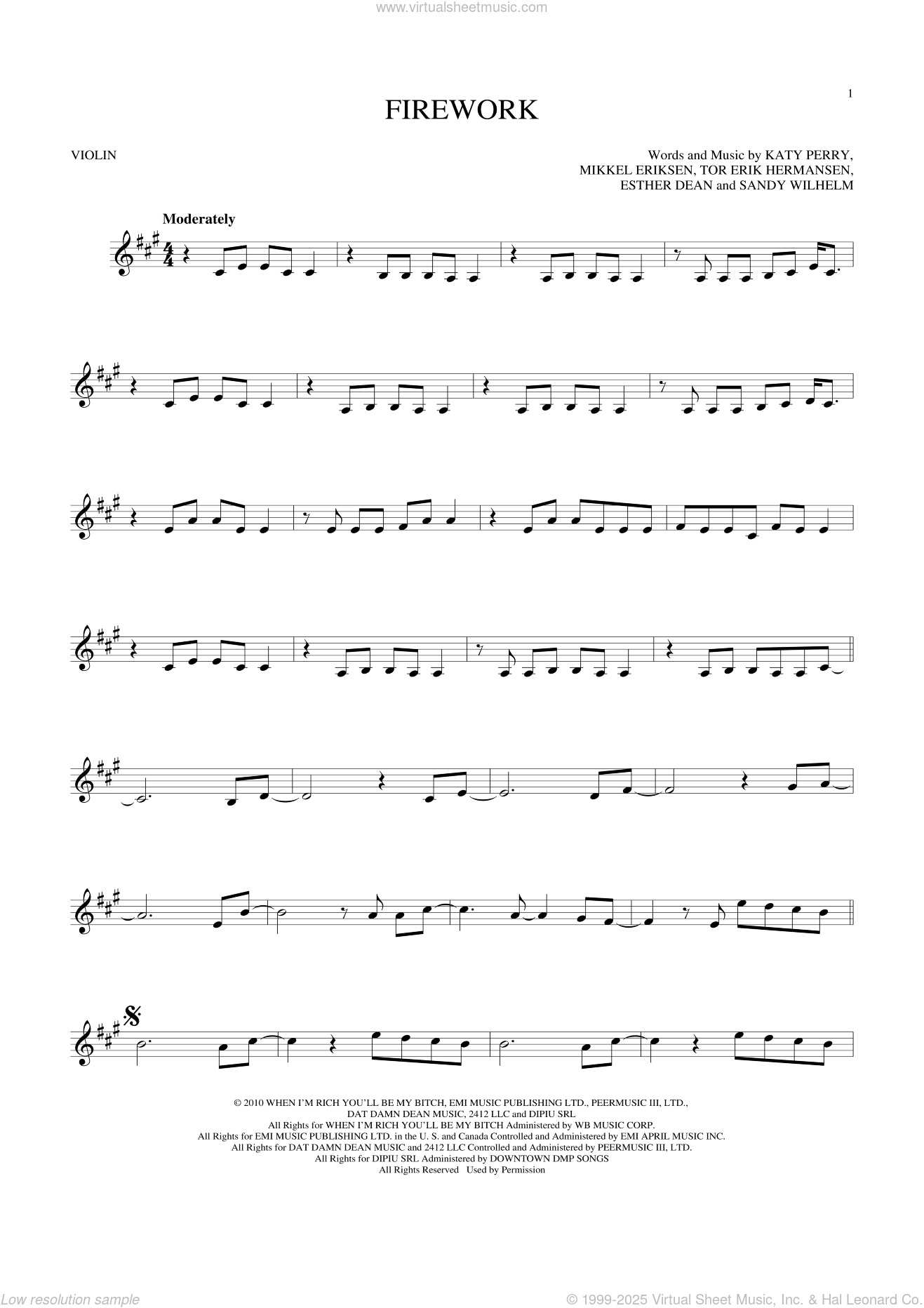 Firework sheet music for violin solo (PDF) v2