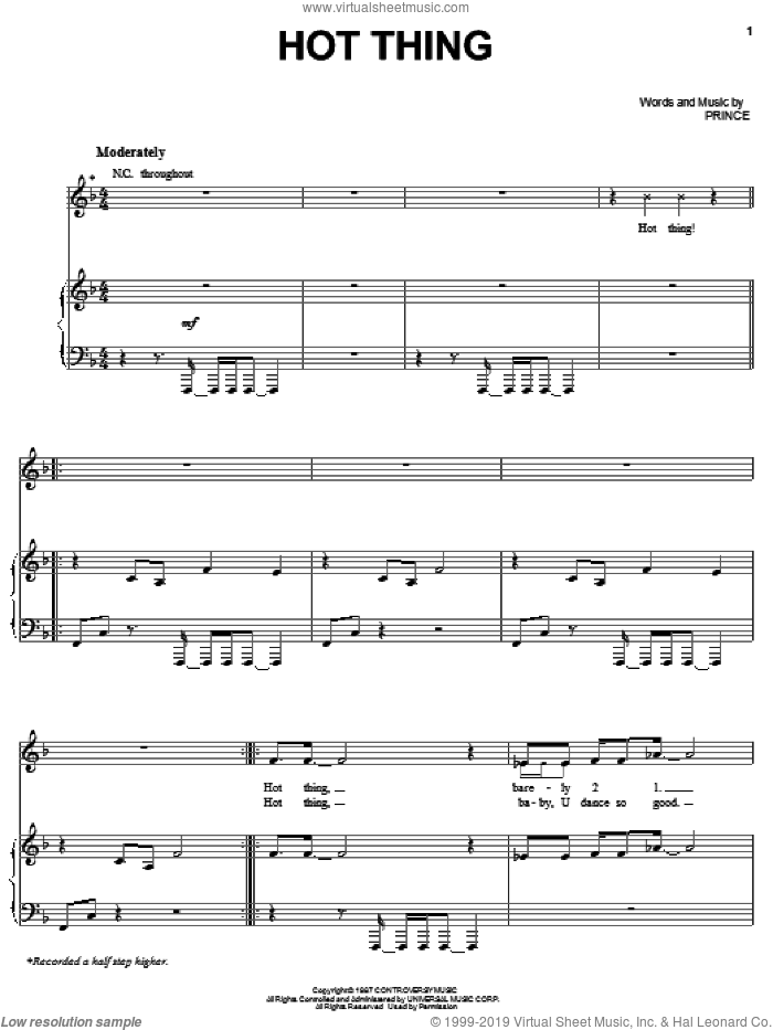 Hot Thing sheet music for voice, piano or guitar (PDF)