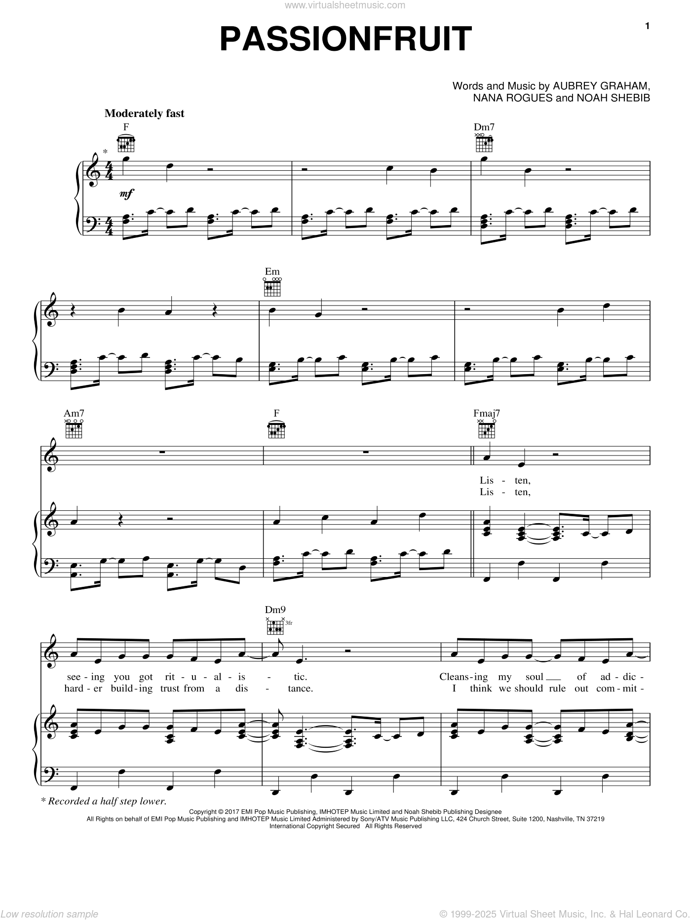 Passionfruit sheet music for voice, piano or guitar (PDF)