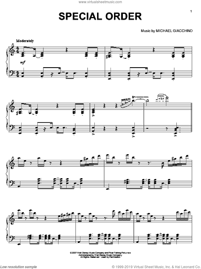 Special Order sheet music for piano solo (PDF-interactive)