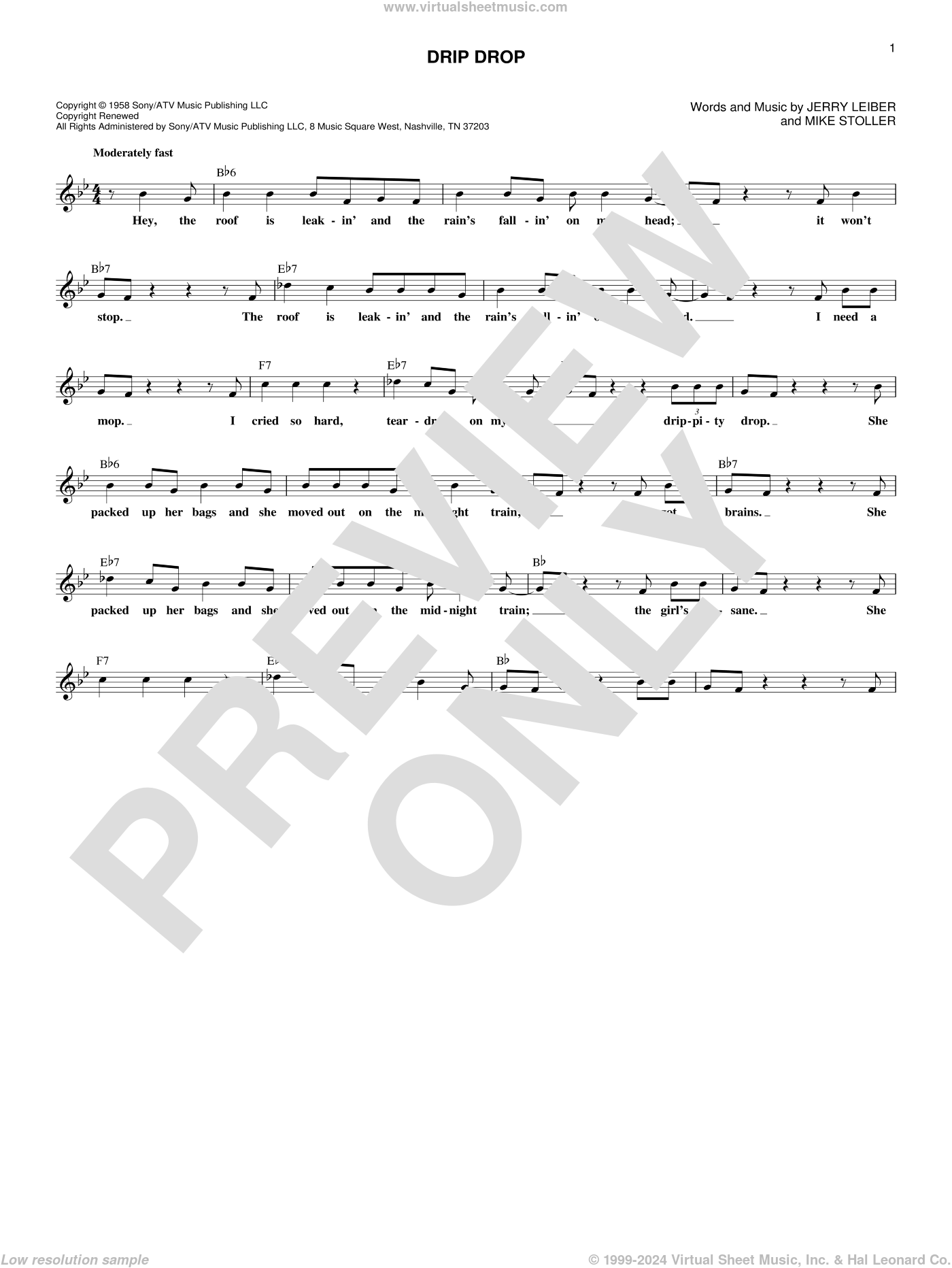 Drip Drop sheet music for voice and other instruments (fake book)