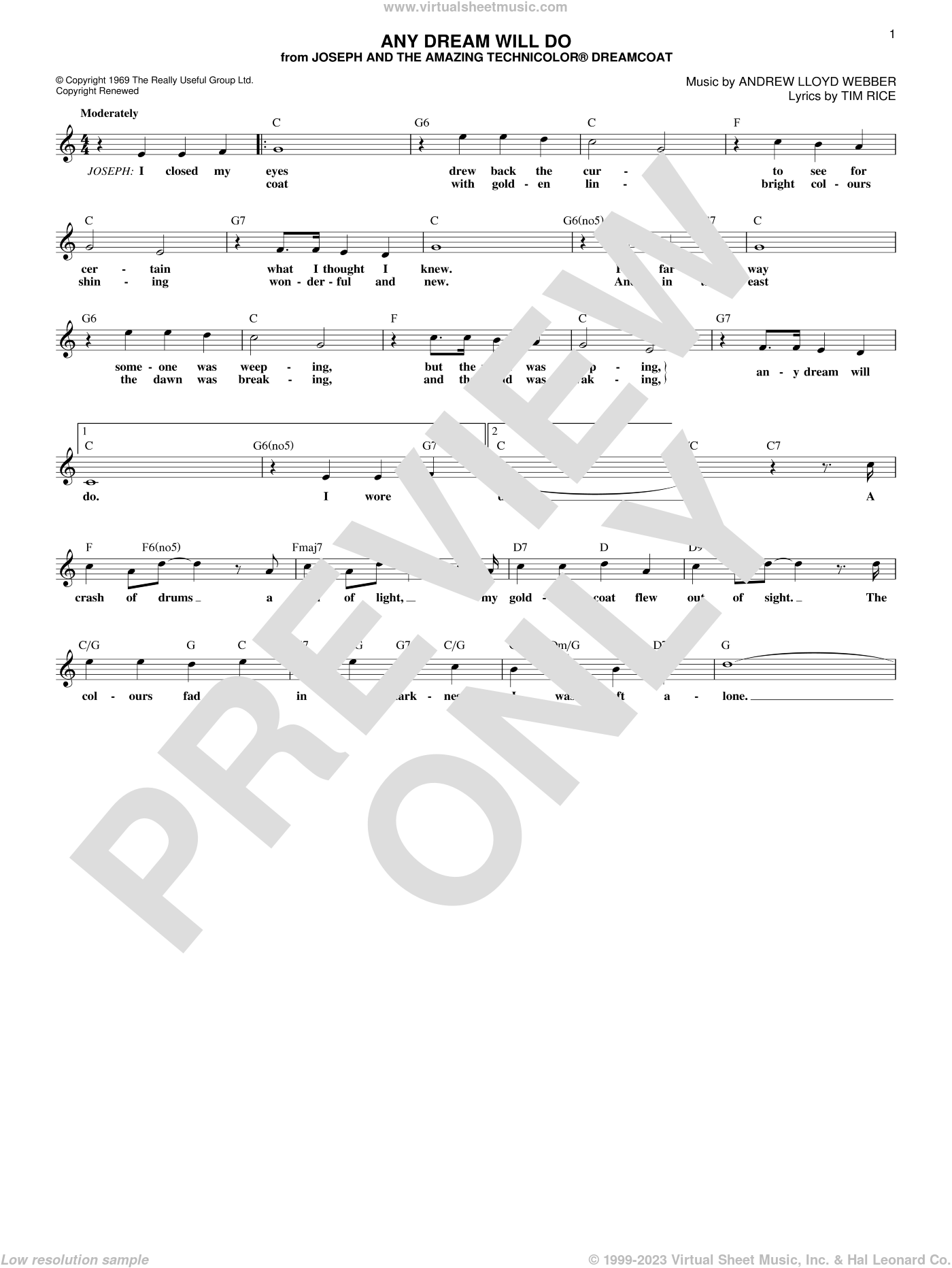 Any Dream Will Do sheet music (fake book, version 2) (fake book)