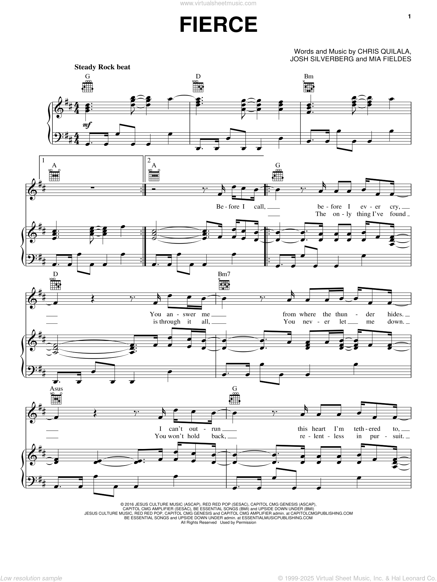 Fierce sheet music for voice, piano or guitar (PDF-interactive)