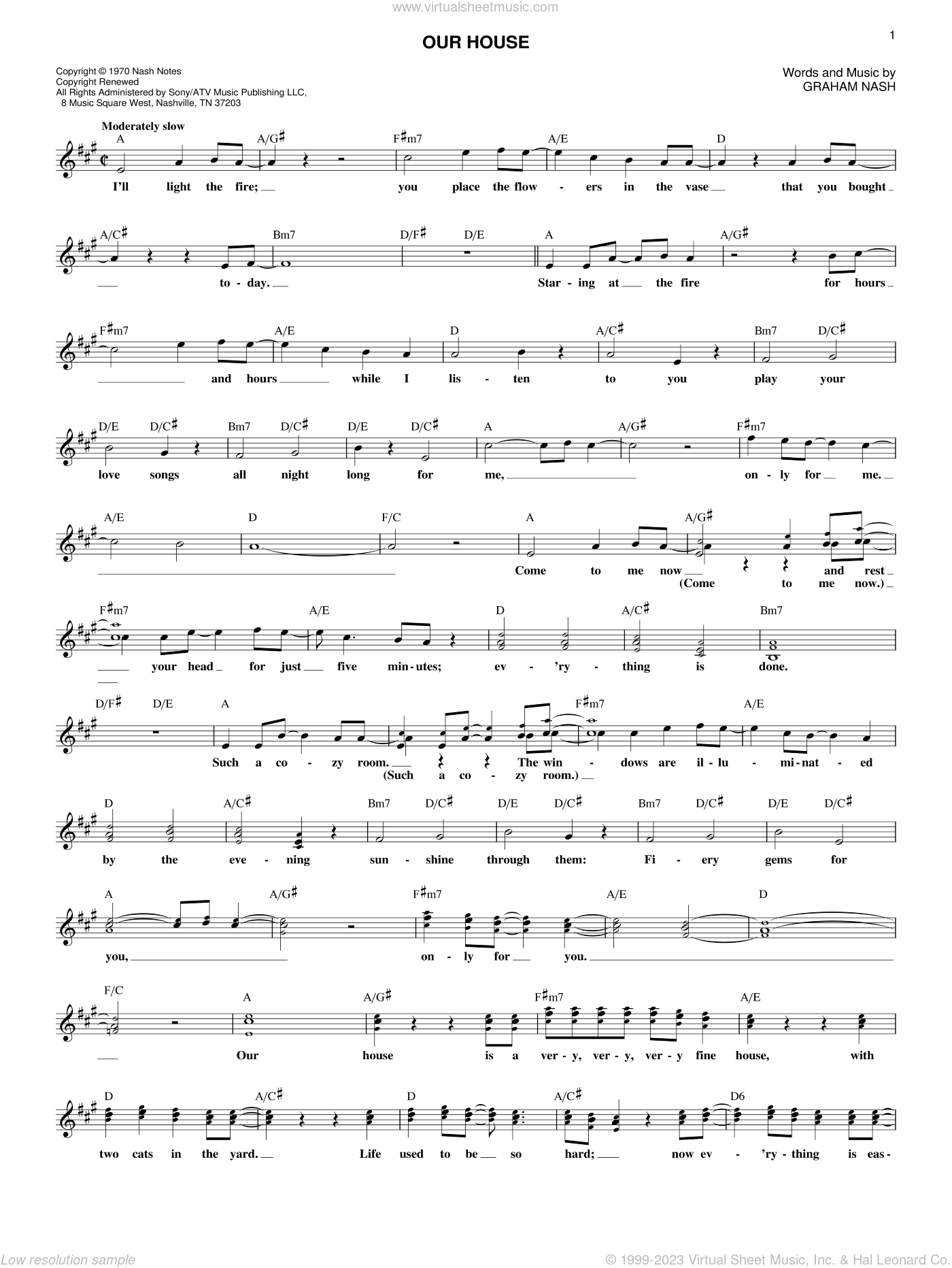 Our House sheet music for voice and other instruments (fake book)