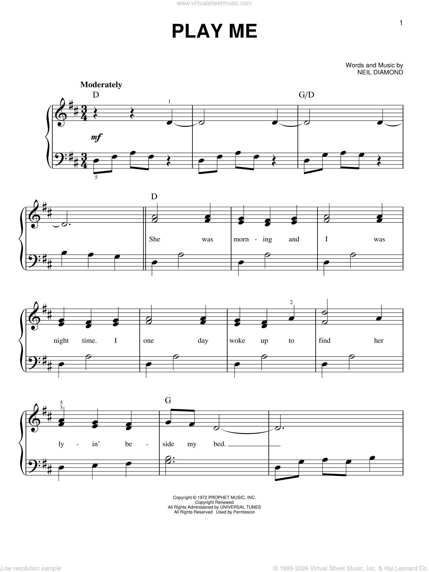 Play Me sheet music for piano solo (PDF-interactive)