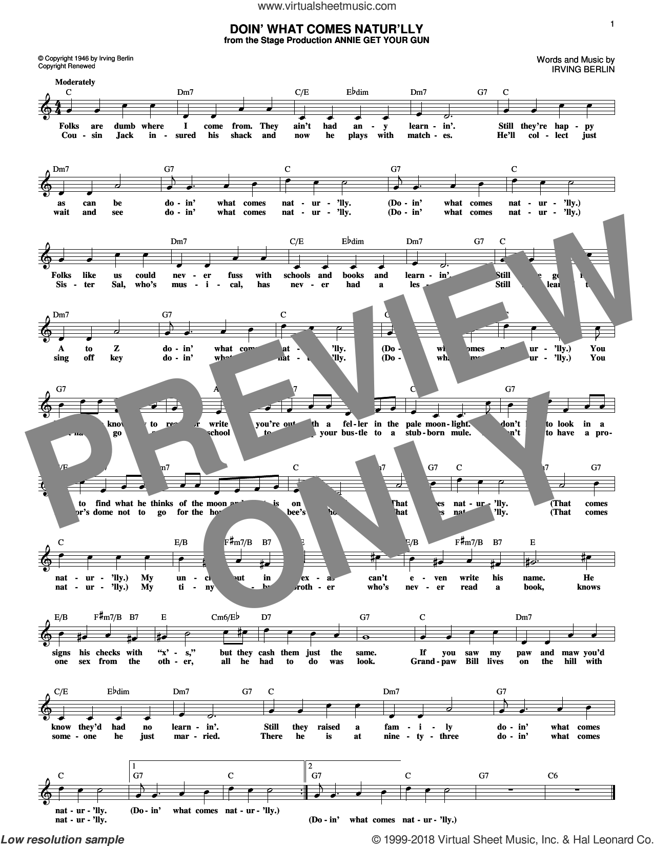 Doin' What Comes Natur'lly sheet music (fake book) (PDF)