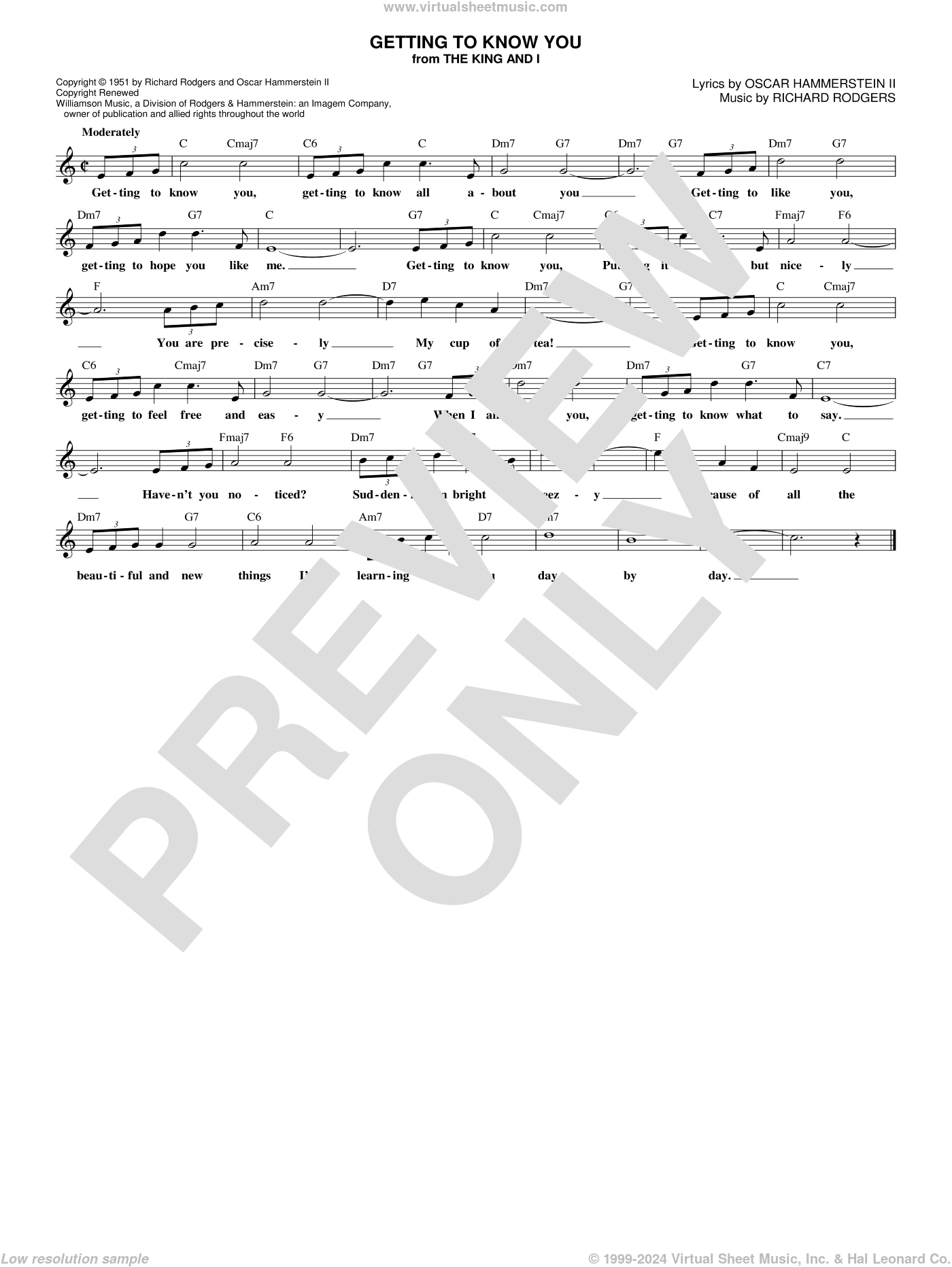 Getting To Know You sheet music (fake book, (intermediate) (fake book)