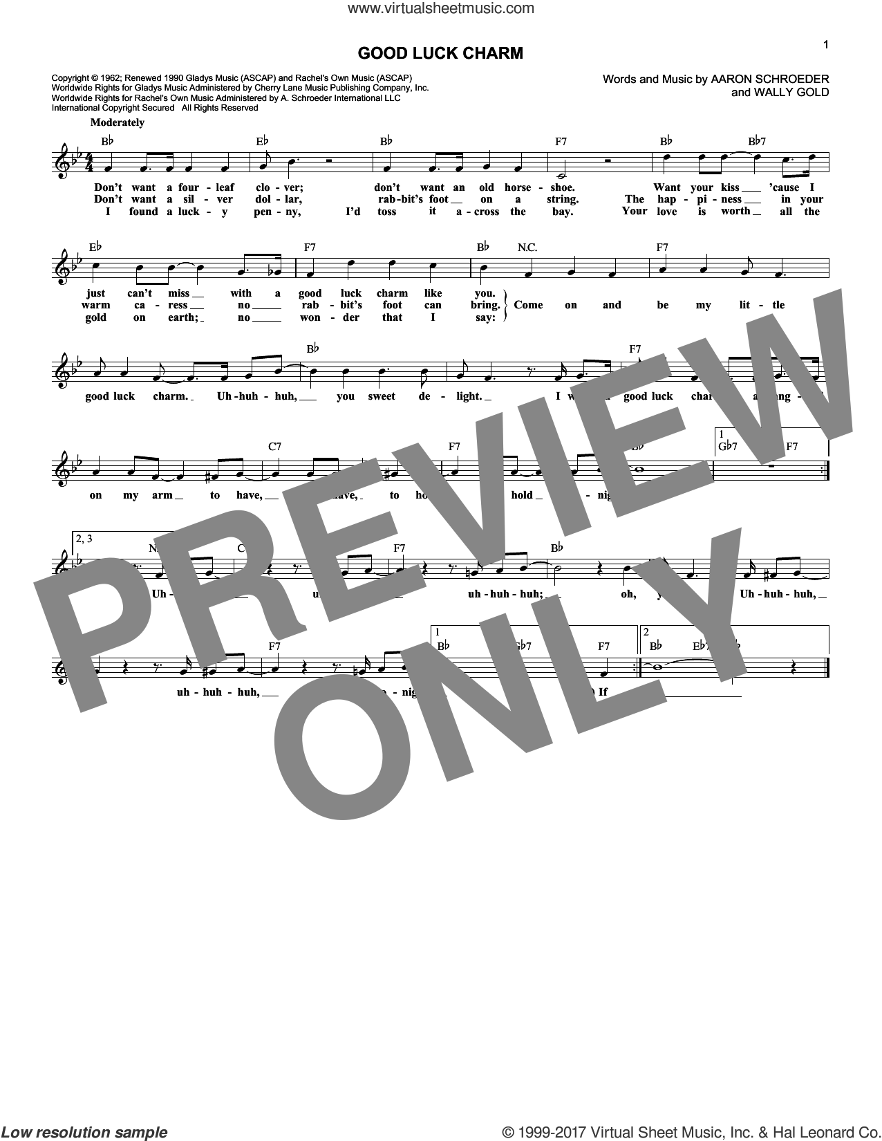Good Luck Charm sheet music (fake book) (PDF-interactive)