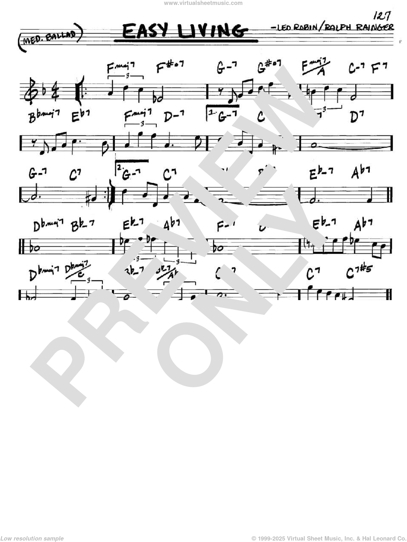 Easy Living sheet music for voice and other instruments (in C)