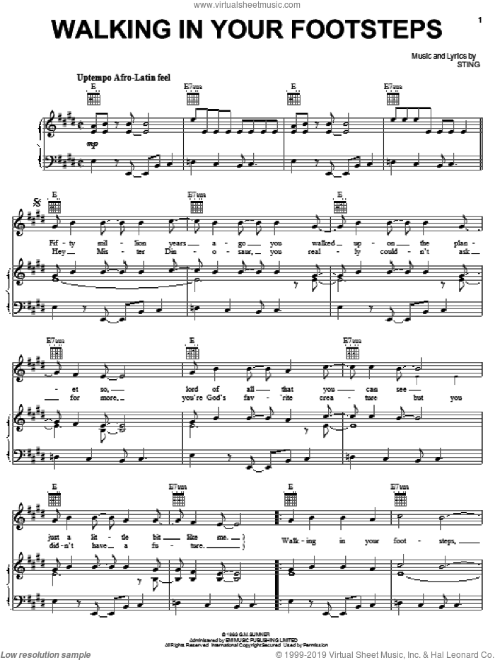 Walking In Your Footsteps sheet music for voice, piano or guitar