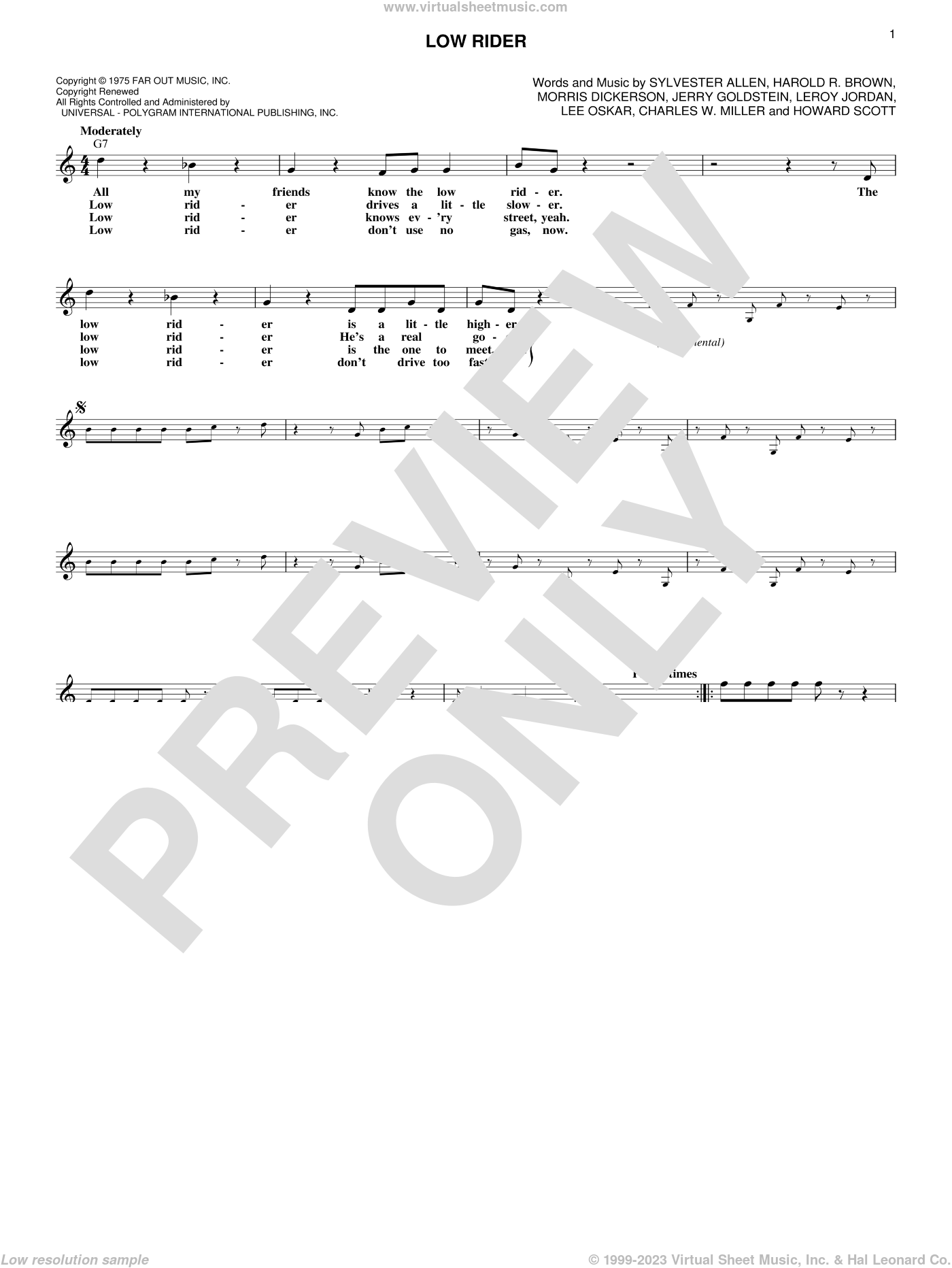 Low Rider sheet music for voice and other instruments (fake book)