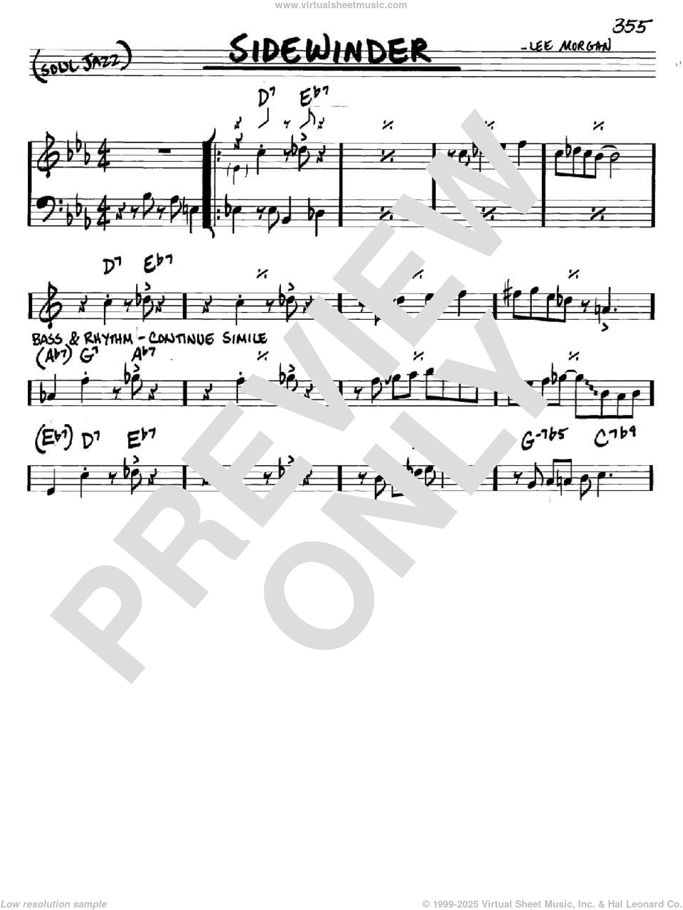 Sidewinder sheet music for voice and other instruments (in C)